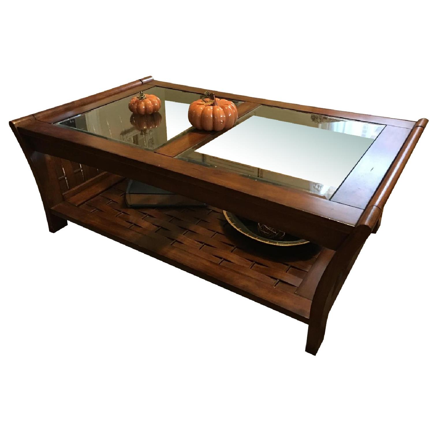 Peter Andrews Basketweave Coffee Table + Side Table - AptDeco