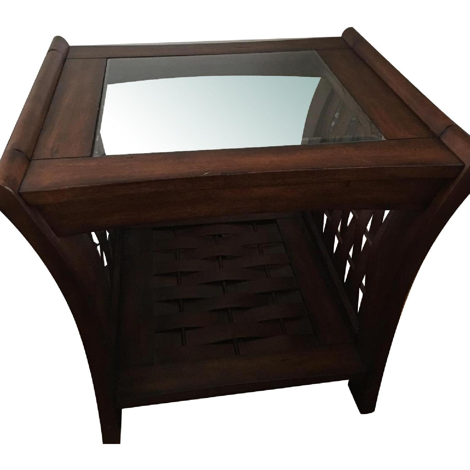 Peter Andrews Basketweave Coffee Table + Side Table - AptDeco