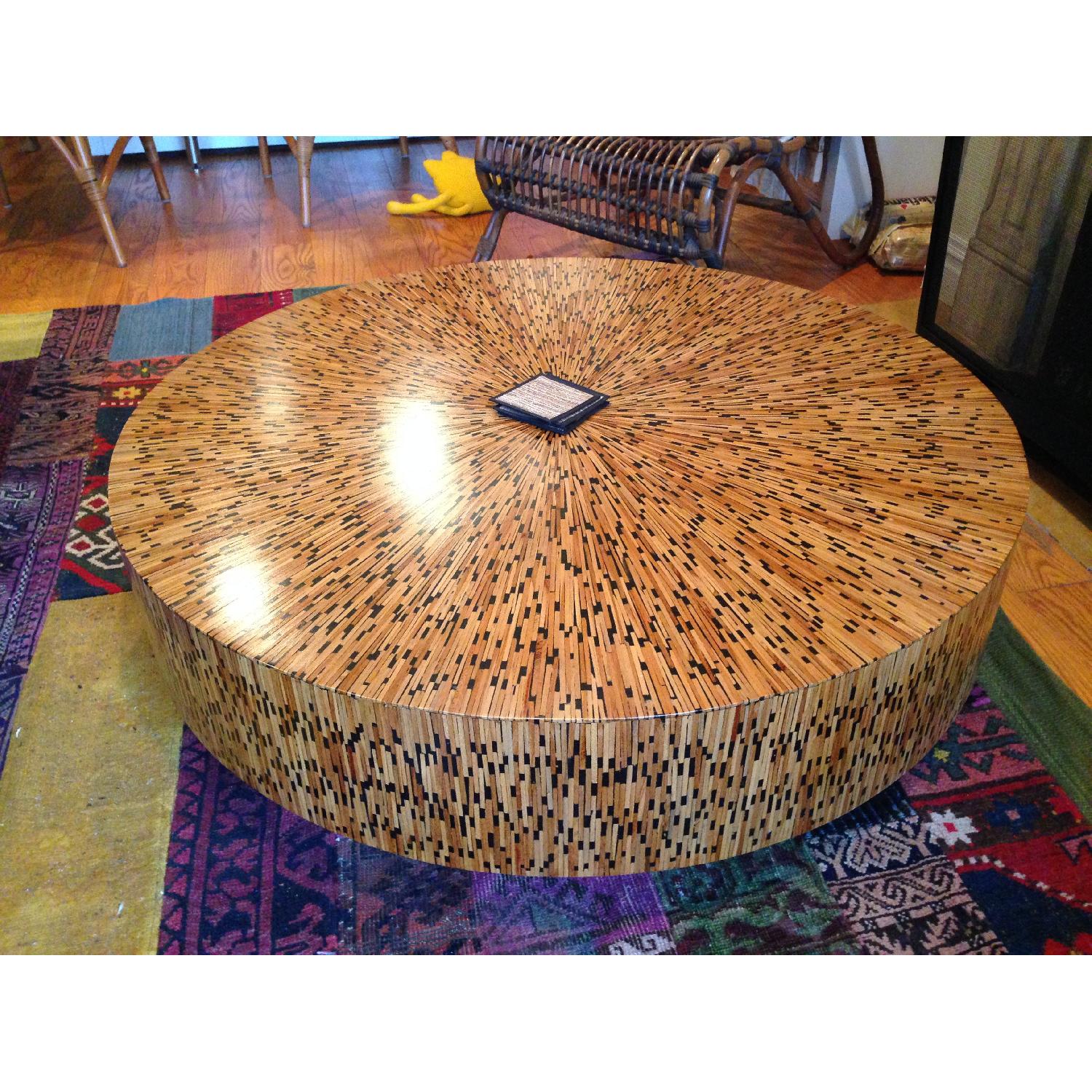 Balinese Furniture Recycled Wood Round Coffee Table - AptDeco