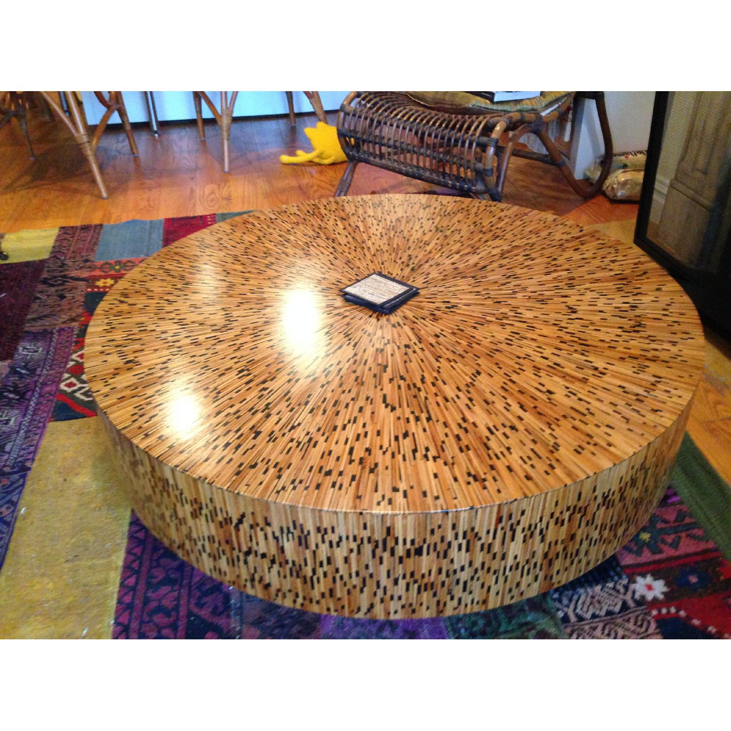 Balinese Furniture Recycled Wood Round Coffee Table - AptDeco