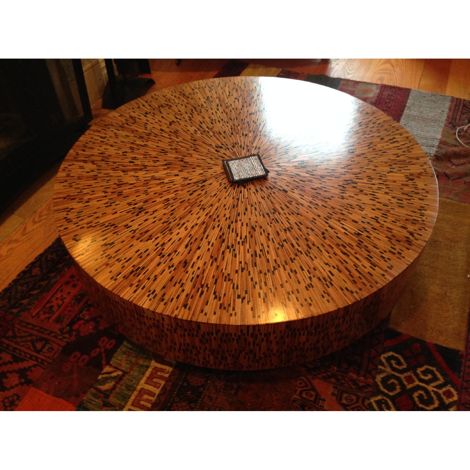 Balinese Furniture Recycled Wood Round Coffee Table - AptDeco