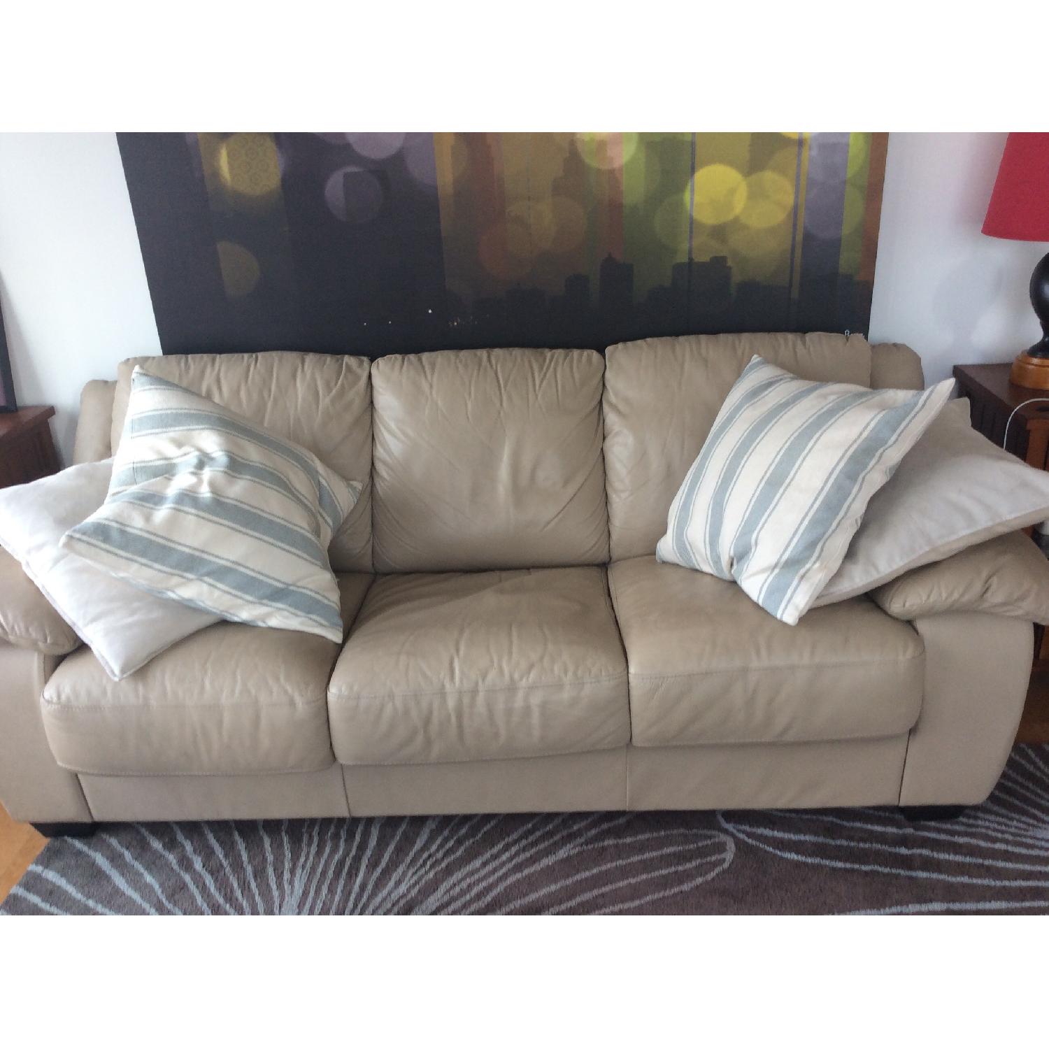 Macy s Natuzzi Italsofa Beige Leather Sleeper Sofa