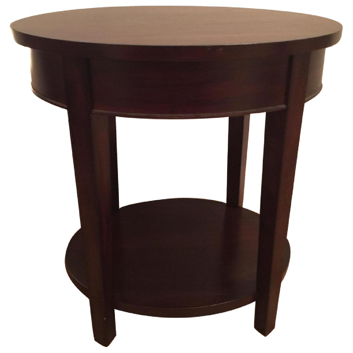Pier 1 Contemporary Round Side Table w/ 1 Drawer - AptDeco
