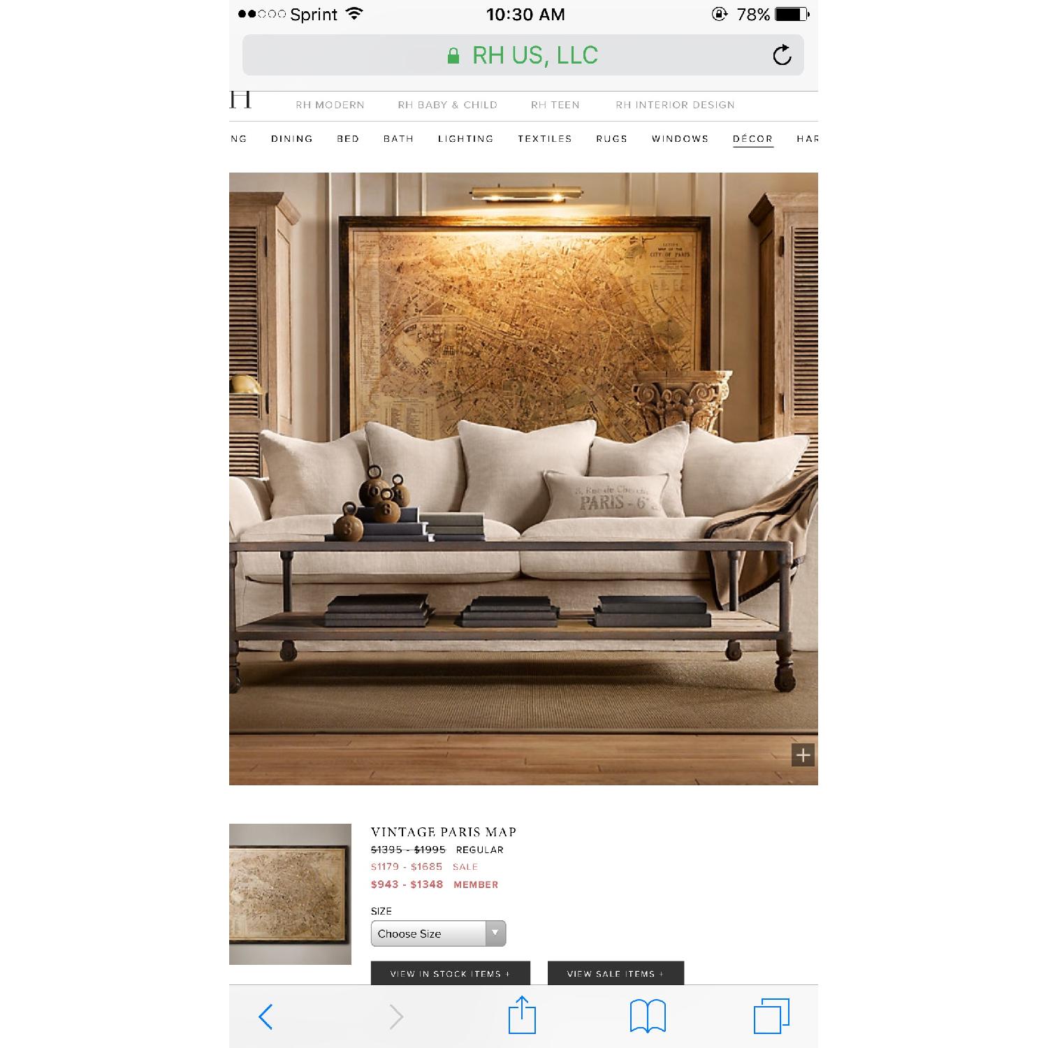 Restoration Hardware Paris Vintage Map - AptDeco
