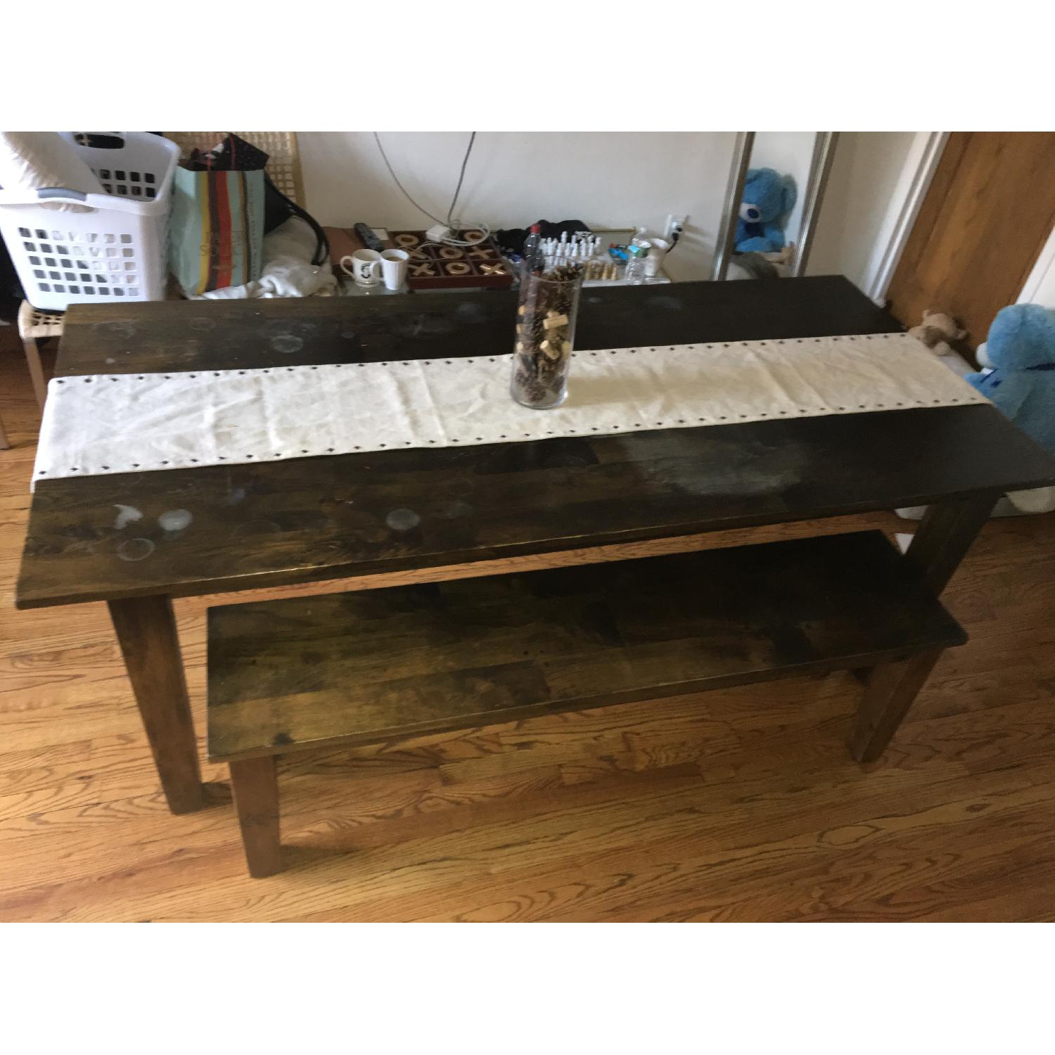 Crate & Barrel Basque Honey Dining Table w/ 1 Bench - AptDeco