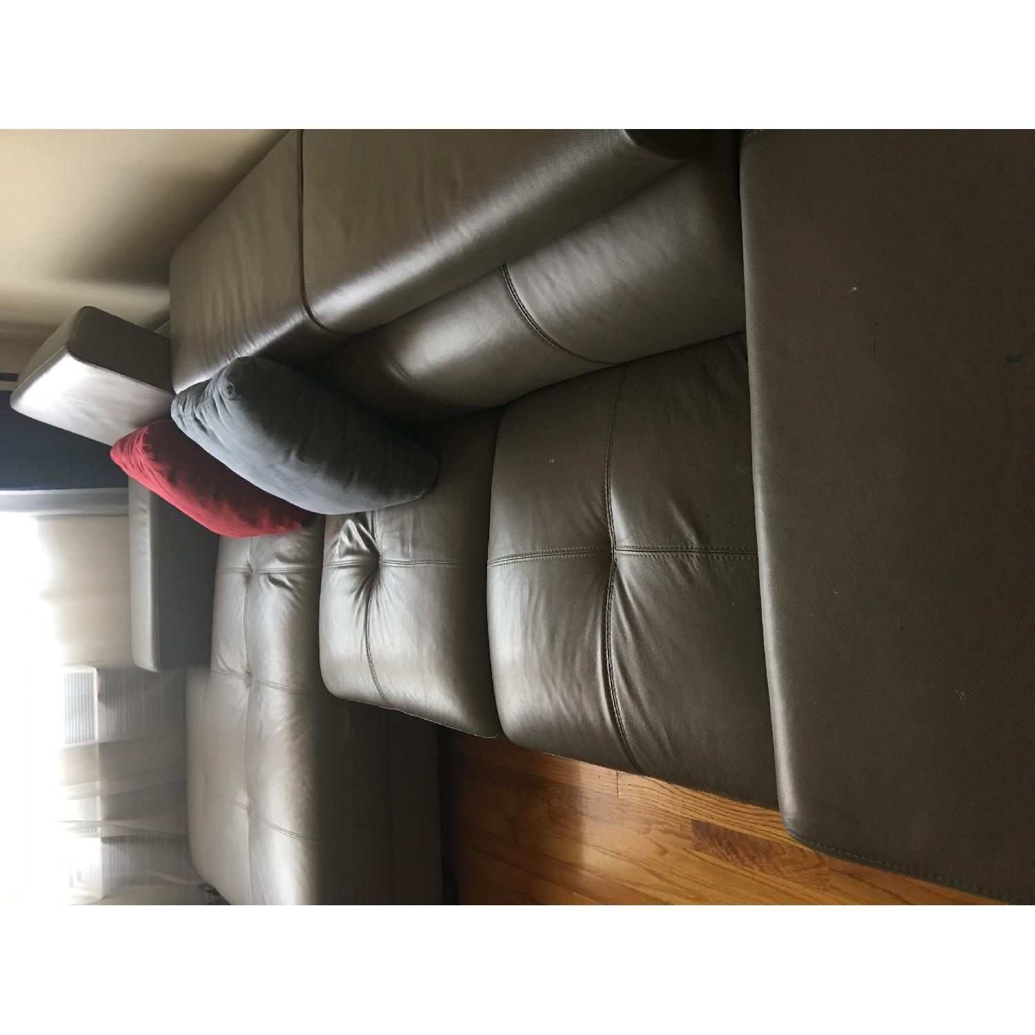 Leather L-Shaped Sectional Sofa w/ Adjustable Back - AptDeco