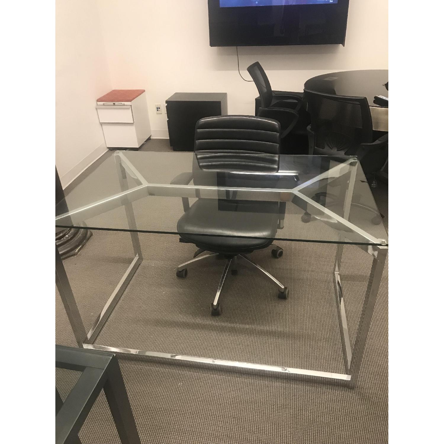Modern Glass Office Desk - AptDeco