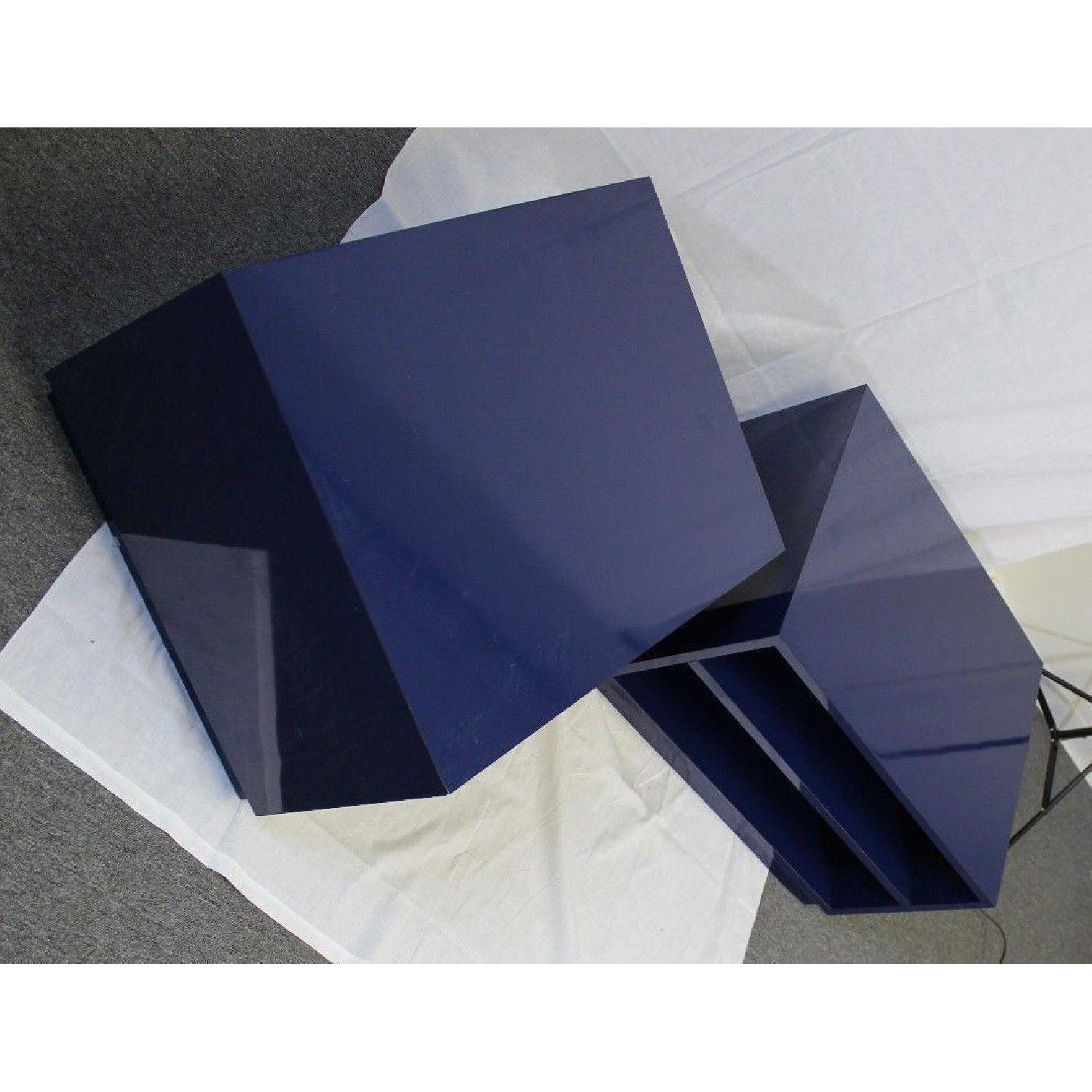 Mid Century Modern Blue Bookshelf/Coffee Table - AptDeco