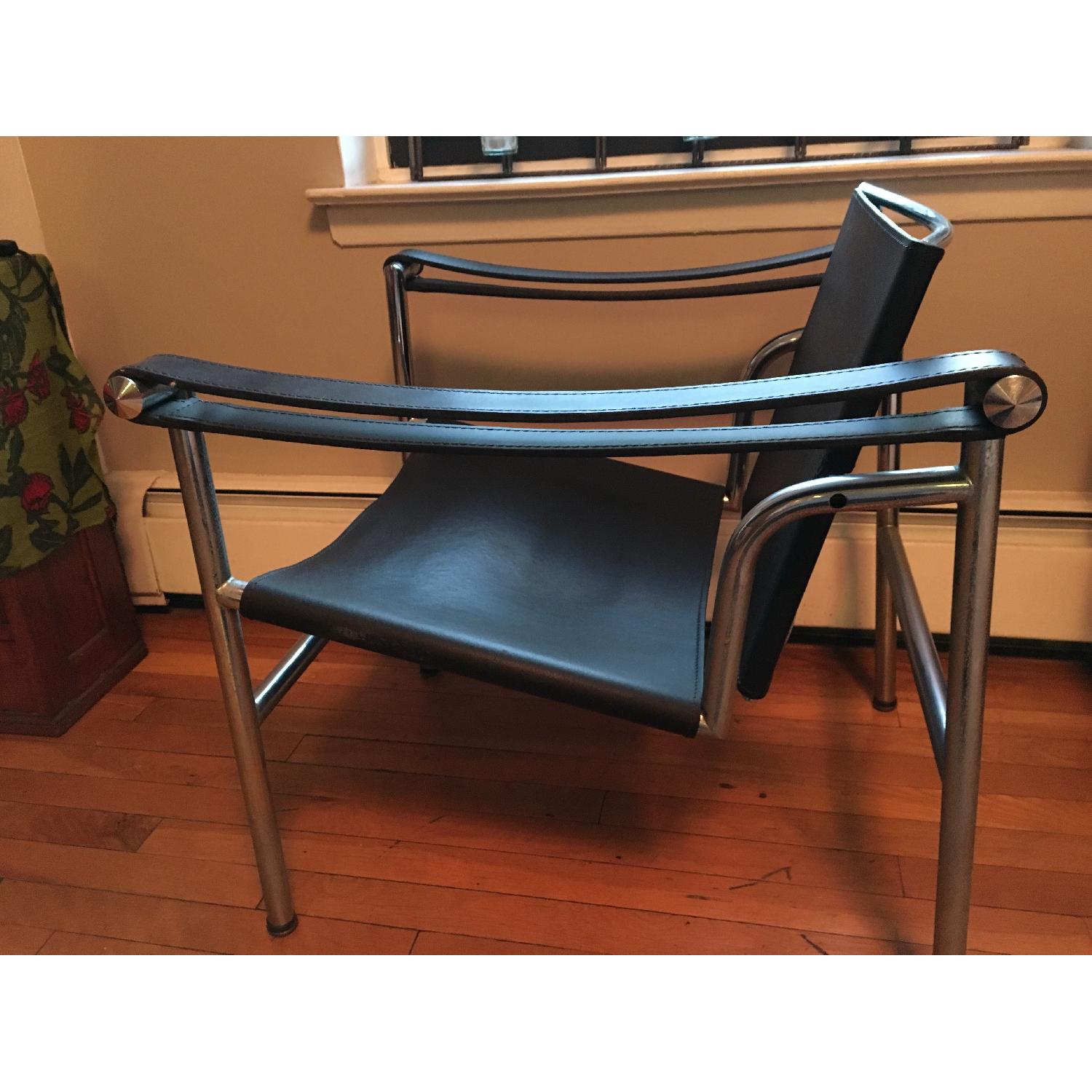 Modern Leather & Metal Chair - AptDeco