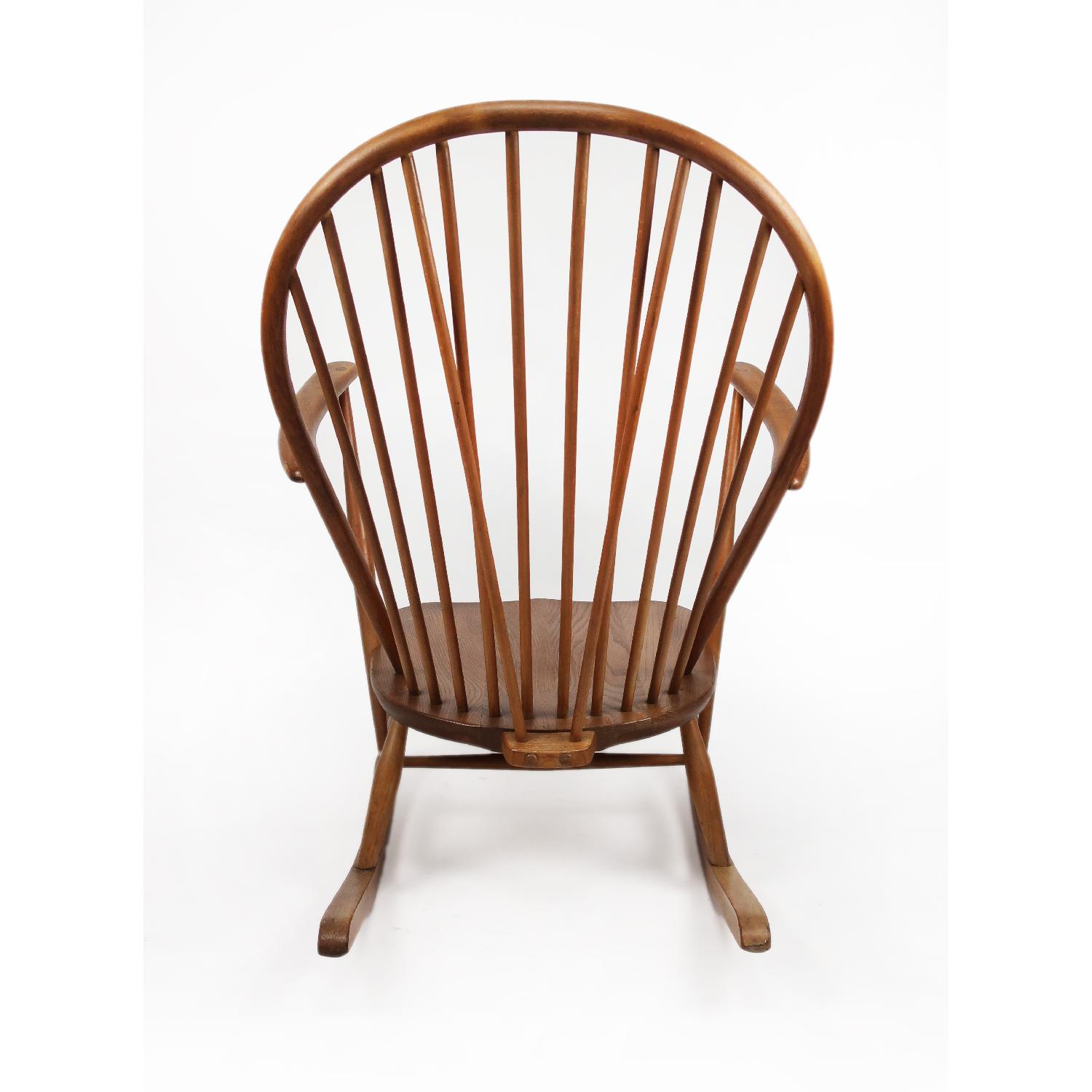 Mid-Century Modern Wooden Windsor Style Rocking Chair - AptDeco