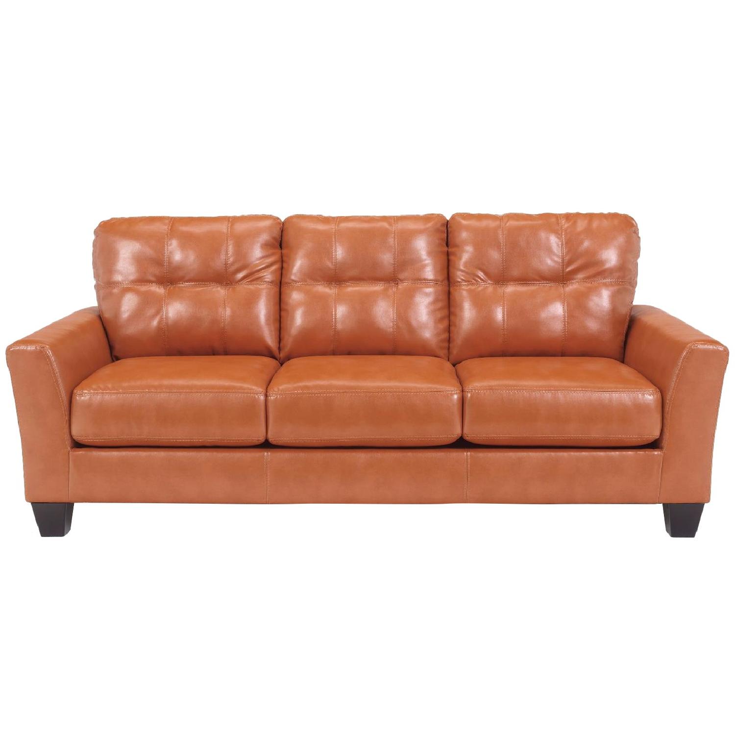 Ashley Leather Tufted Back Sofa - AptDeco