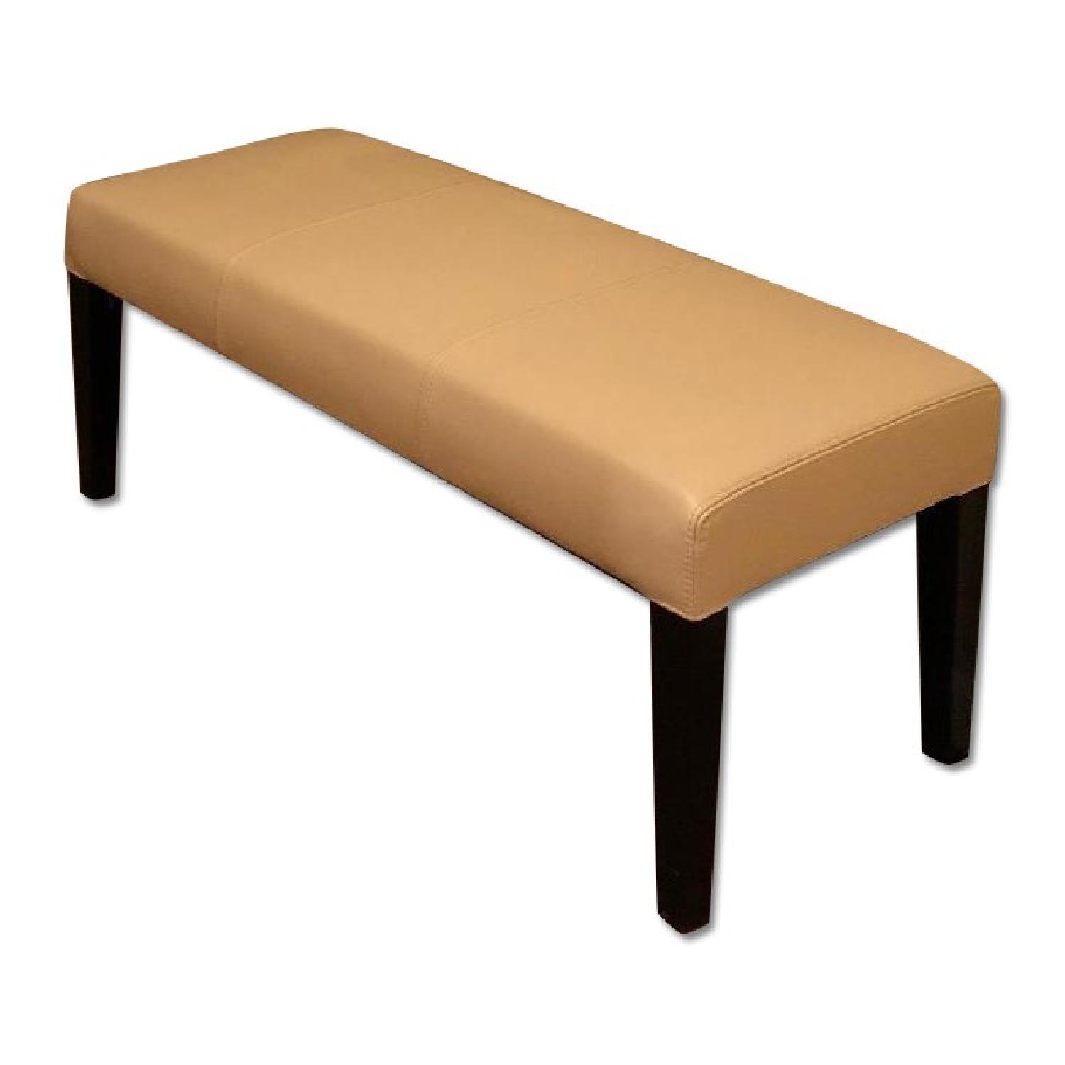 Natural Leather Entry Way Bench - AptDeco