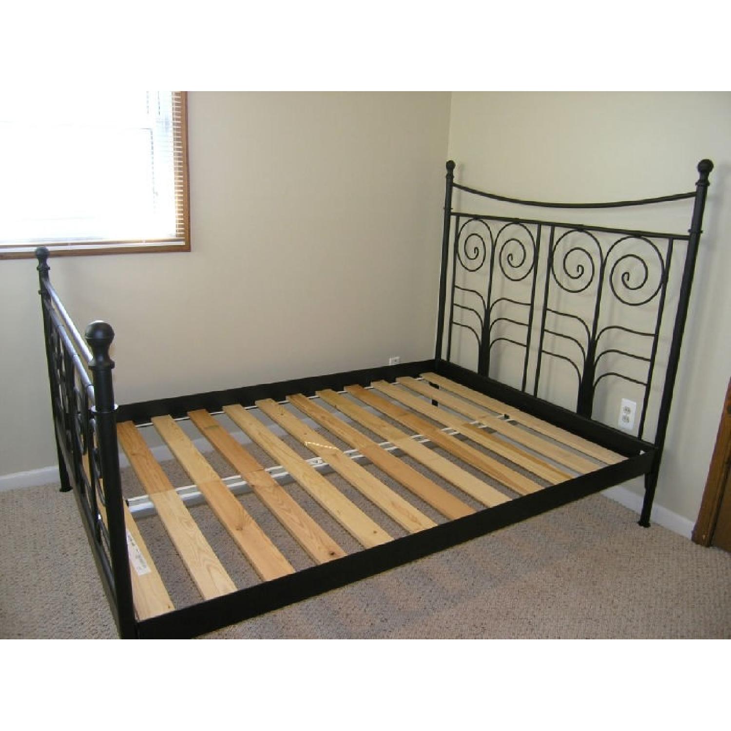 Ikea Noresund Full Double Black Metal Bed Frame AptDeco Ikea Noresund Full Double Black Metal Bed Frame AptDeco
