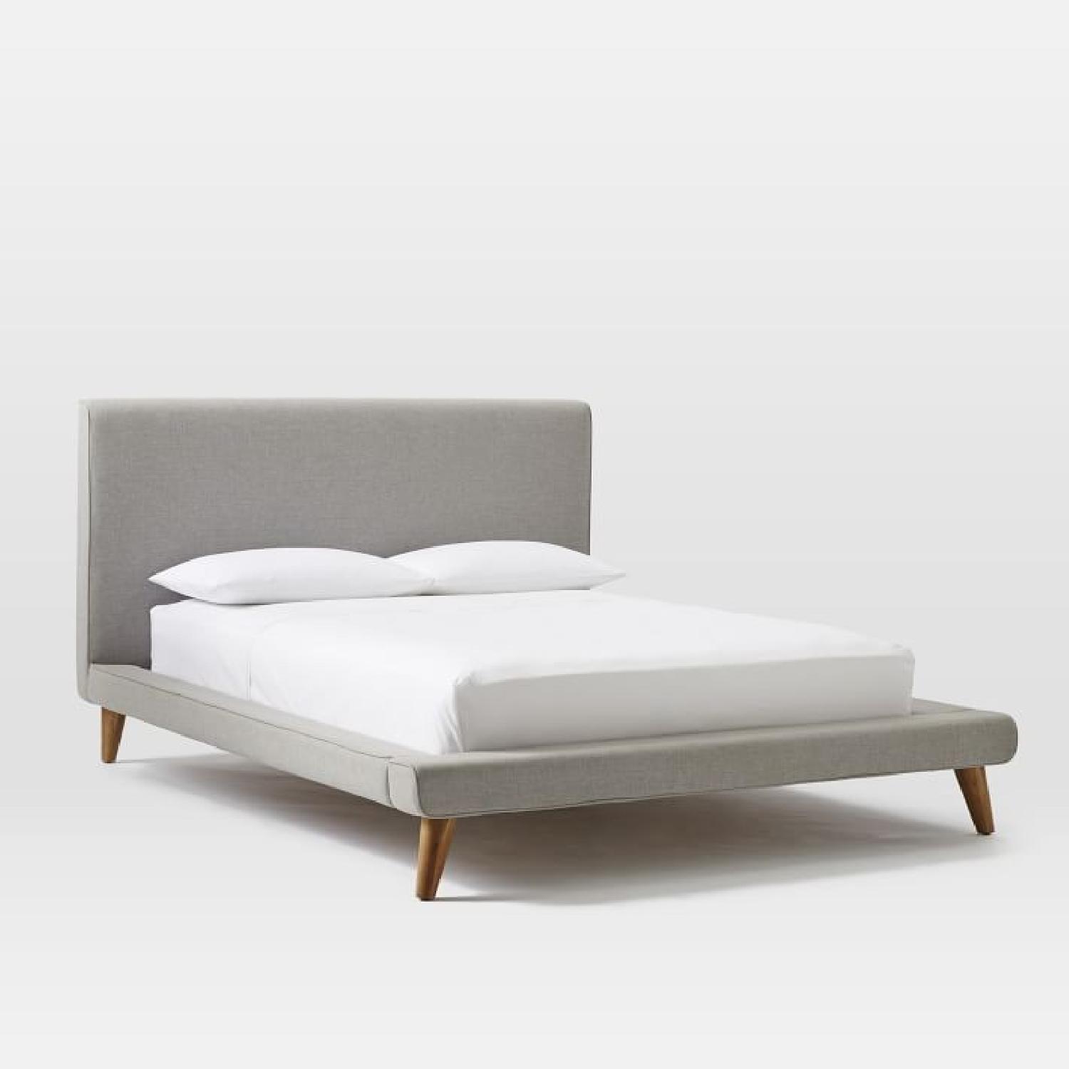 West Elm Mod Upholstered Bed in Grey
