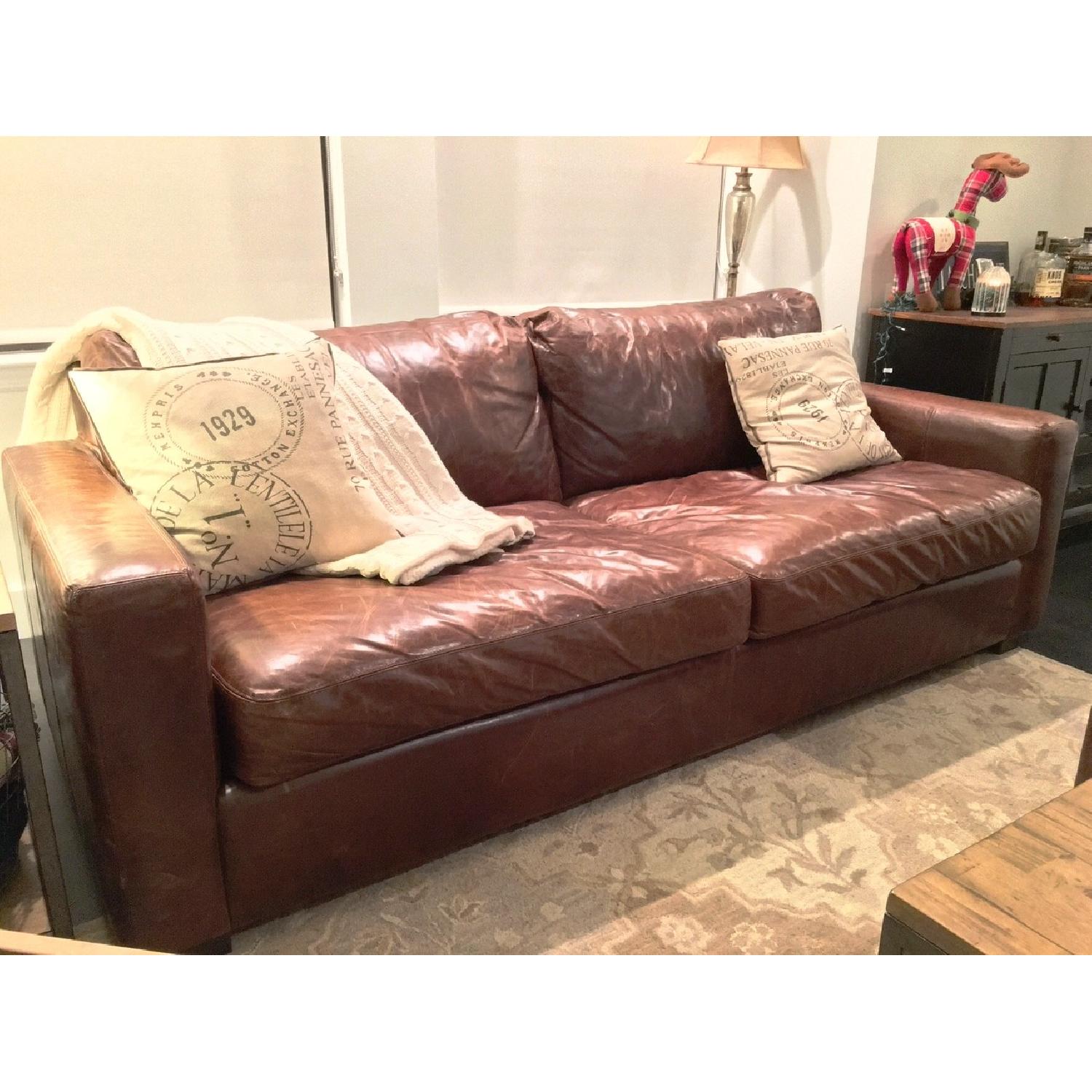 Modern Rustic Leather Sofa - AptDeco