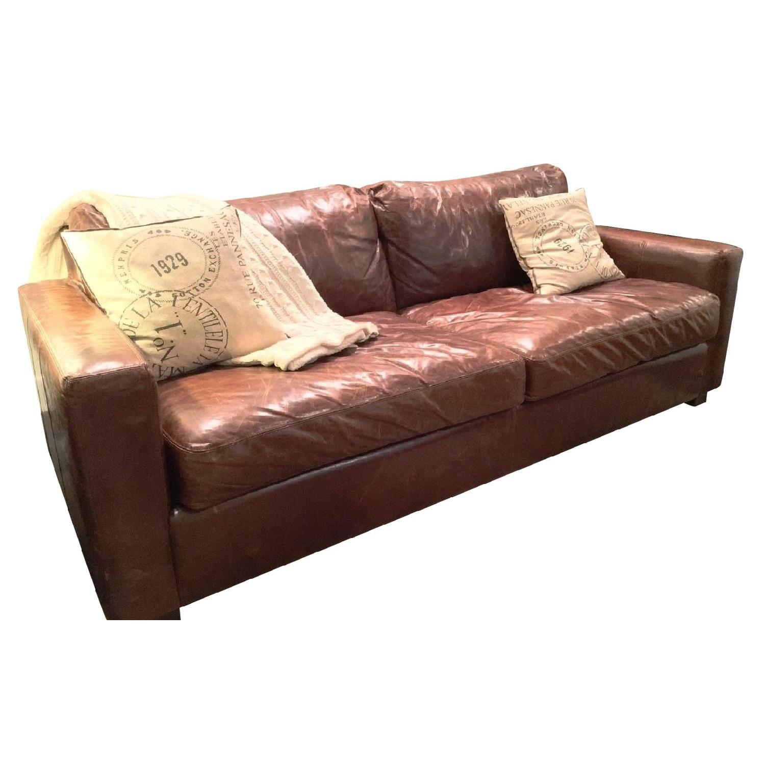 Modern Rustic Leather Sofa - AptDeco