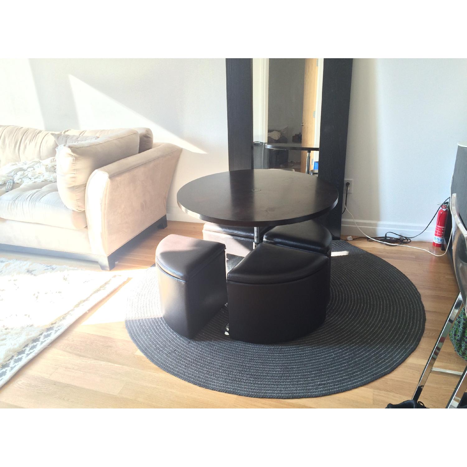 Homelegance Rowley Round Gas Lift Dining Table w/ 4 Storage Ottomans ...