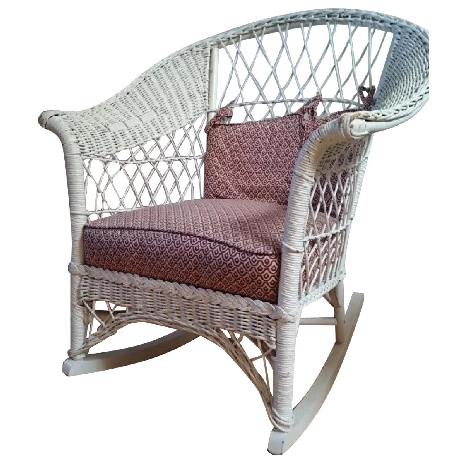 White Wicker Rocking Chair - AptDeco