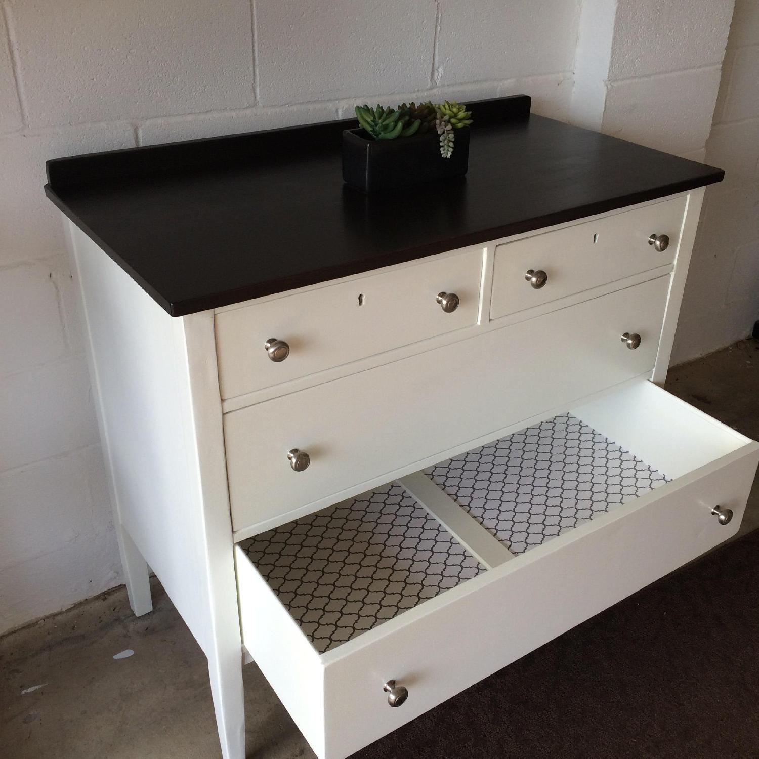 Vintage Refinished Wood Sideboard with 4 Drawers in White - AptDeco