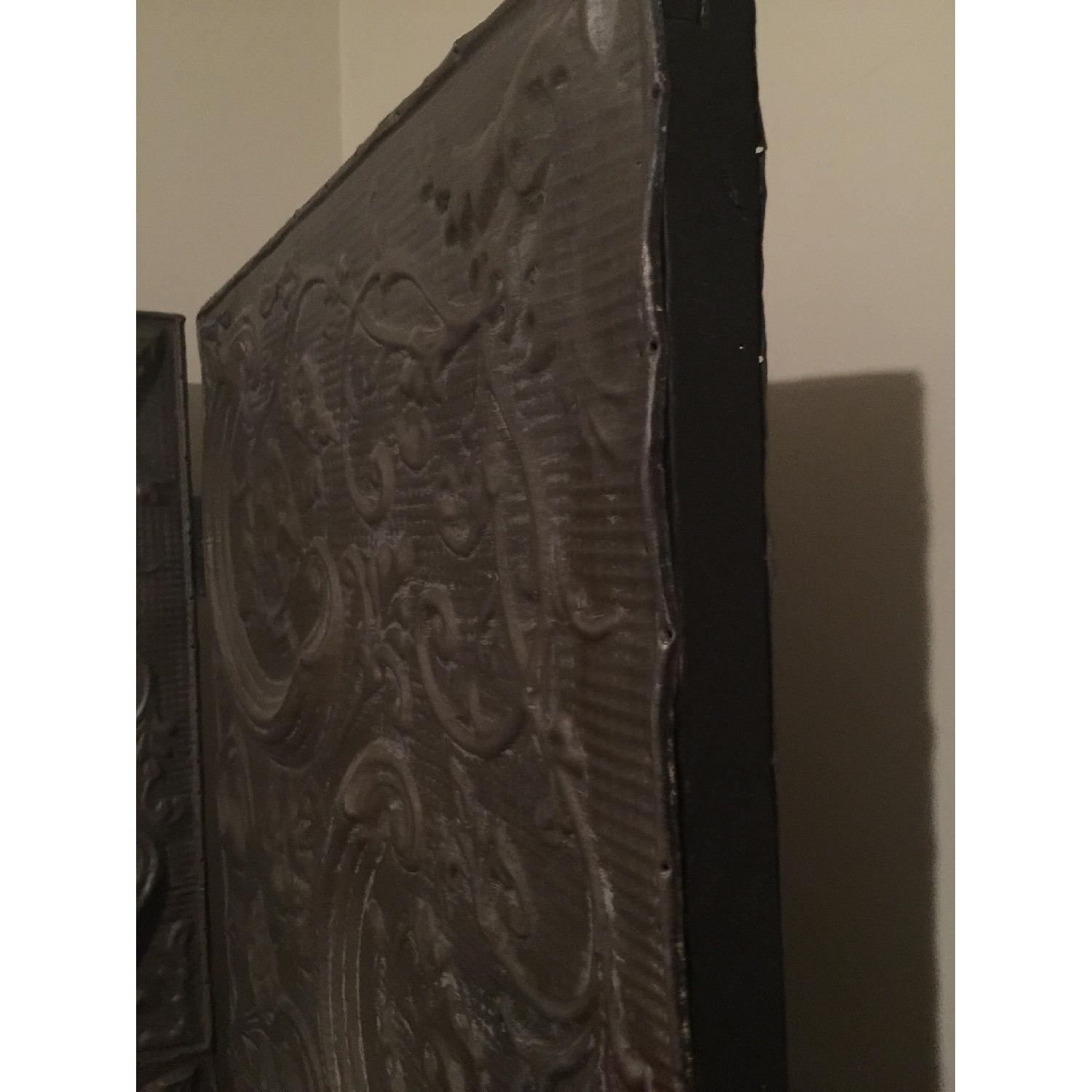 Vintage Tri-Fold Antique Tin Ceiling Tiles Screen - AptDeco