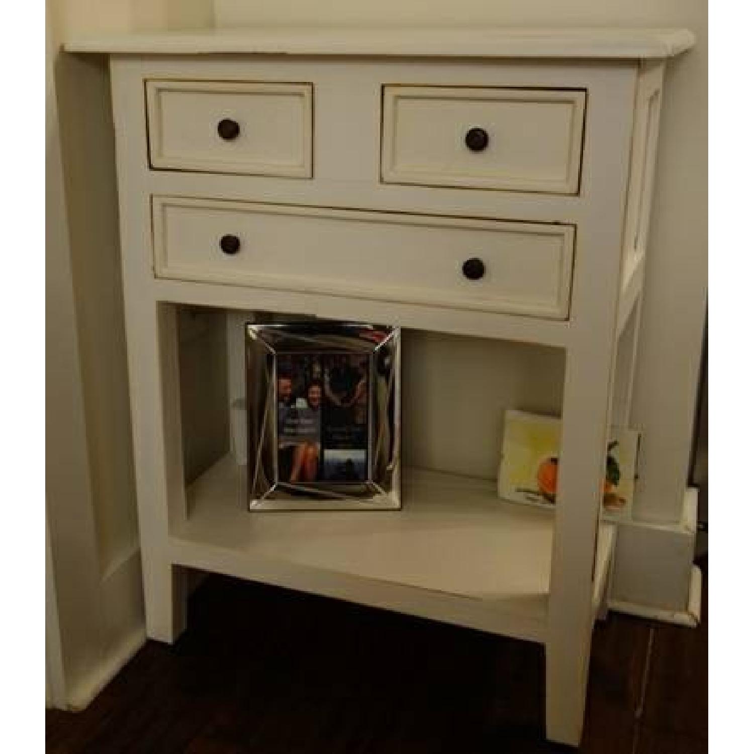 Rustic Wooden Corner Table in White - AptDeco