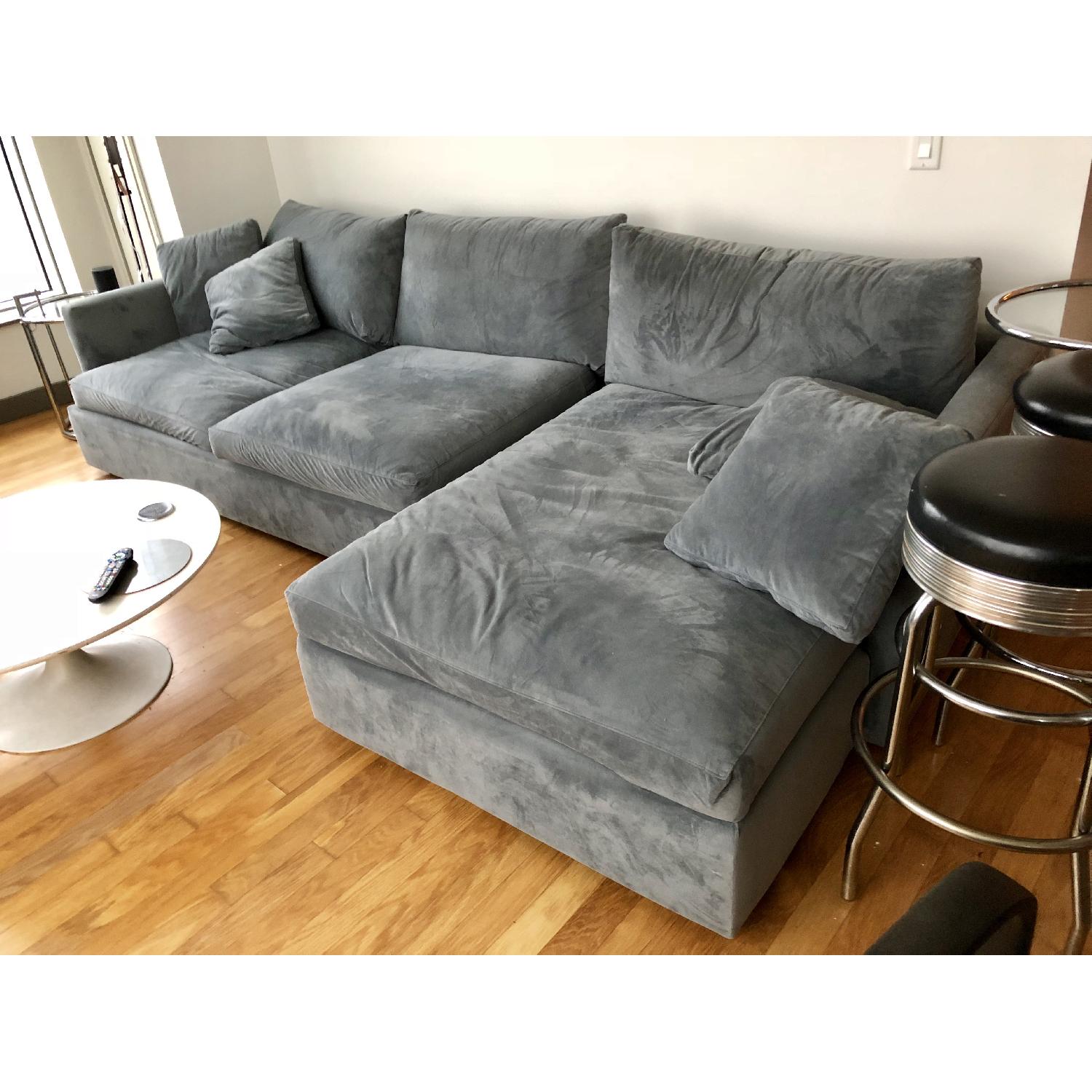 Crate & Barrel Grey Microsuede Sectional Sofa - AptDeco