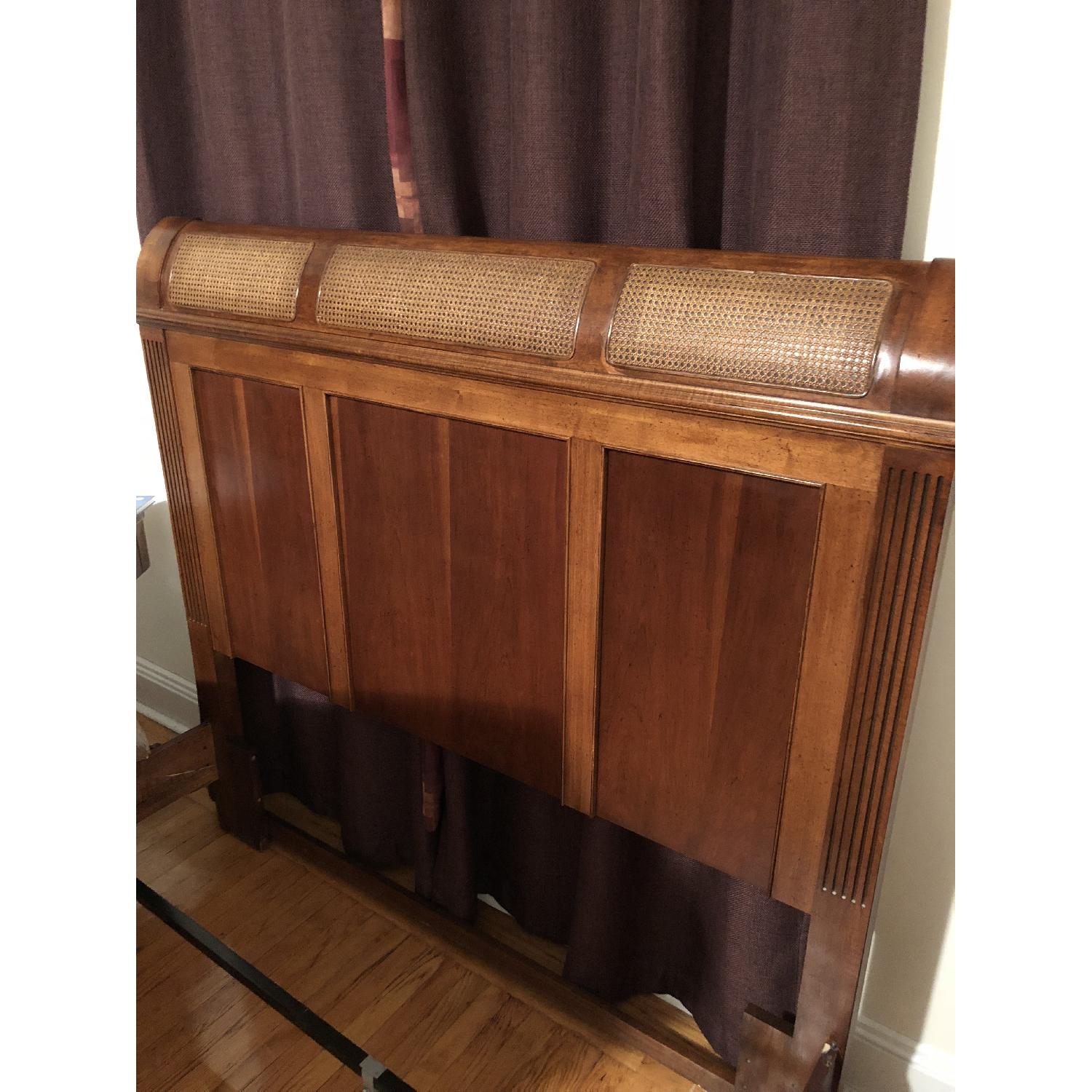 Stanley Vintage Queen Size Oak Bed Frame - AptDeco