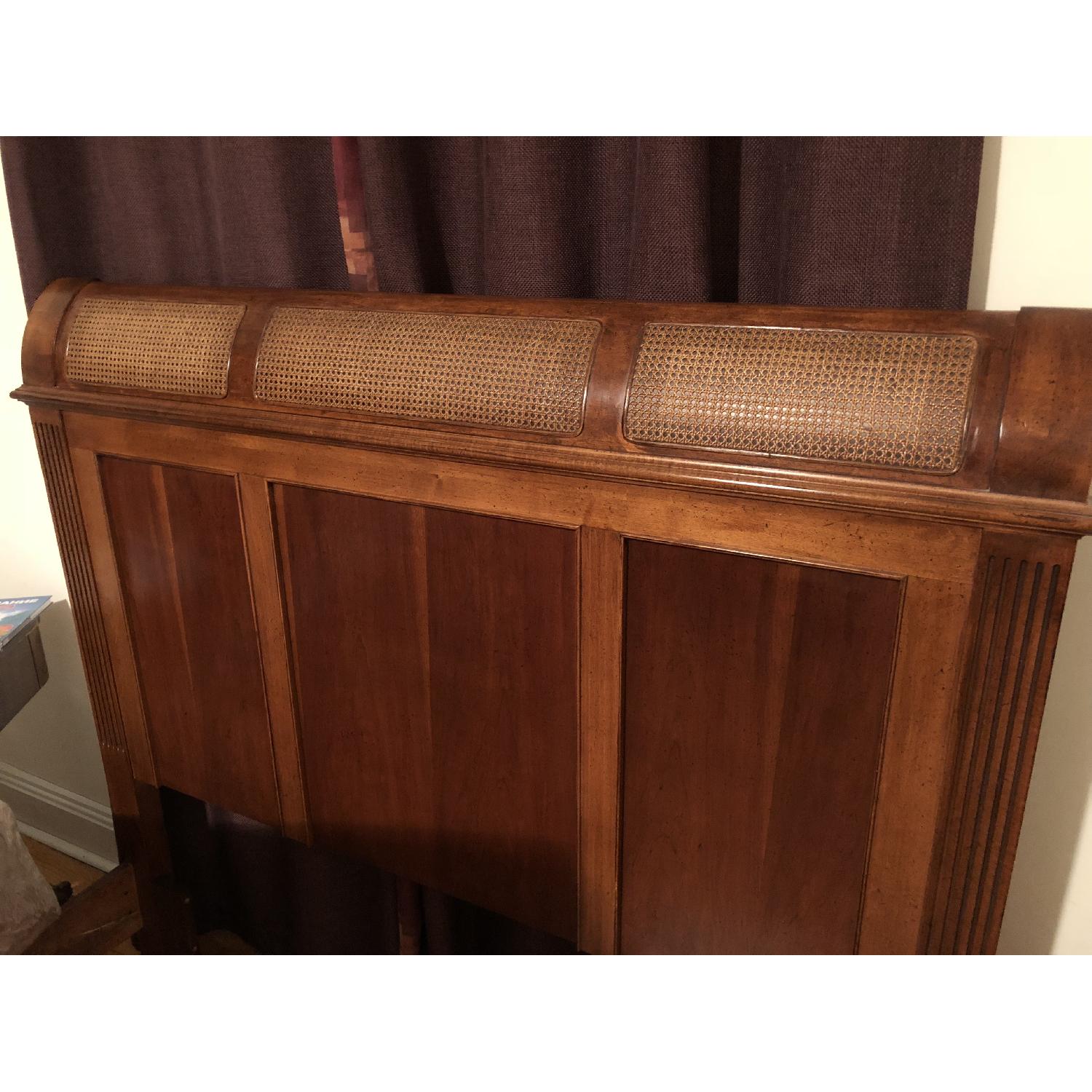 Stanley Vintage Queen Size Oak Bed Frame - AptDeco