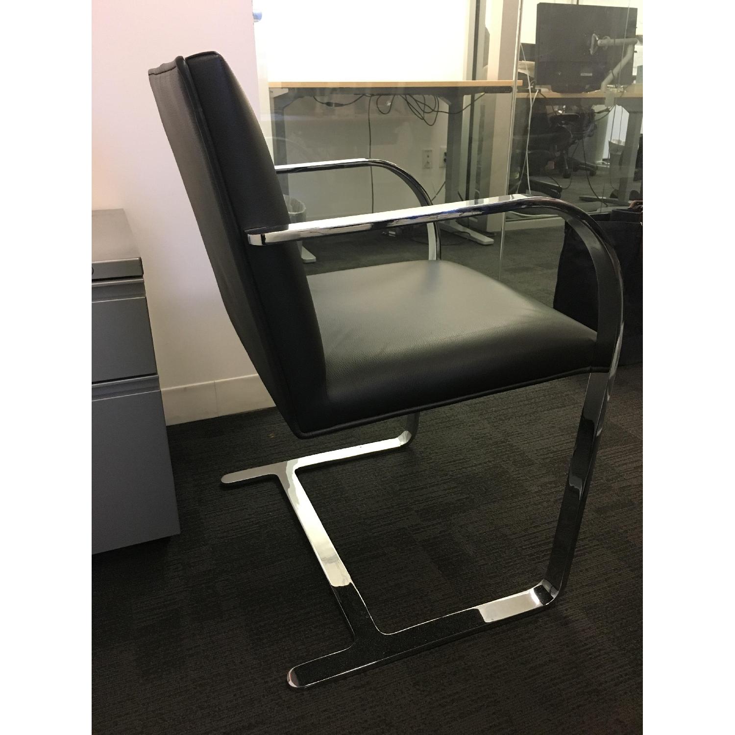 Modern Leather & Metal Arm Chair - AptDeco
