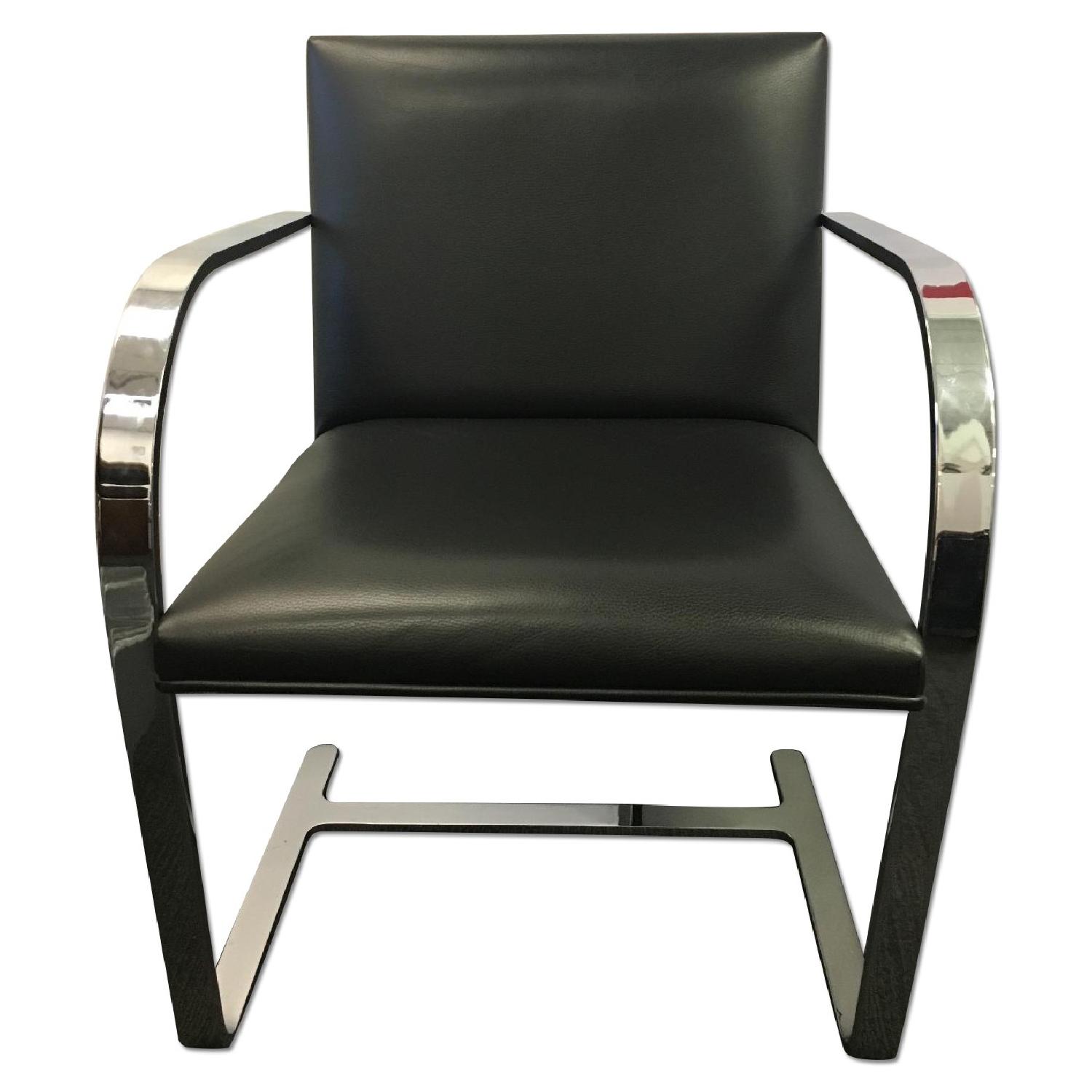 Modern Leather & Metal Arm Chair - AptDeco