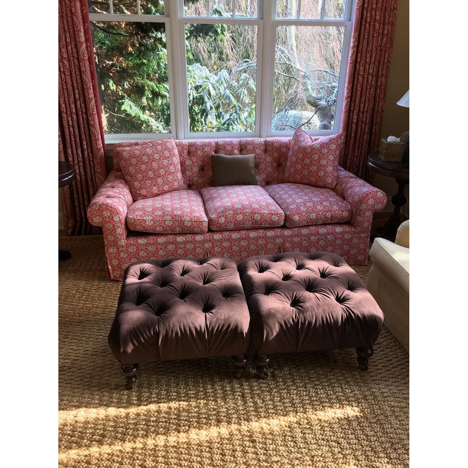 Luther Quintana Red Patterned Sofa - AptDeco