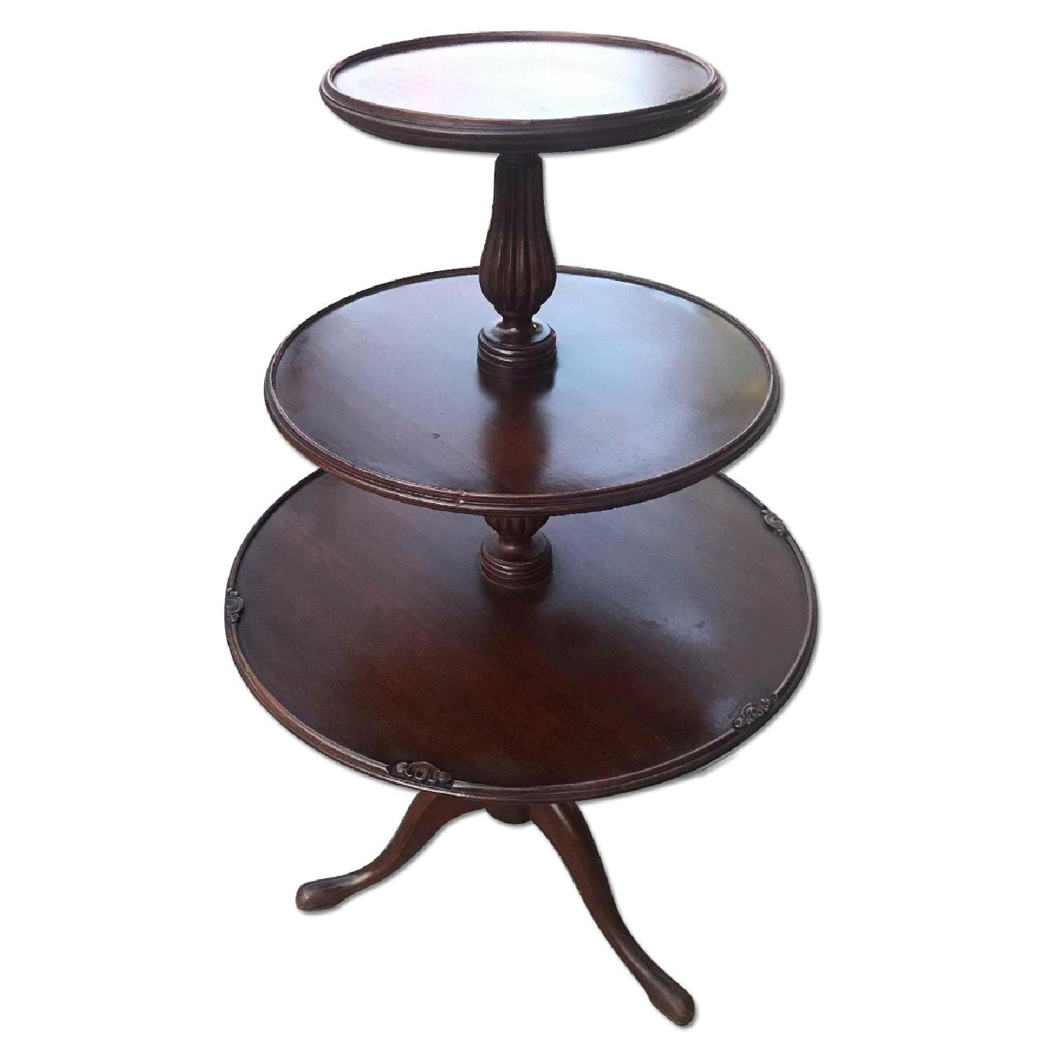 Antique 1940s Mahogany 3 Tier End Table - AptDeco