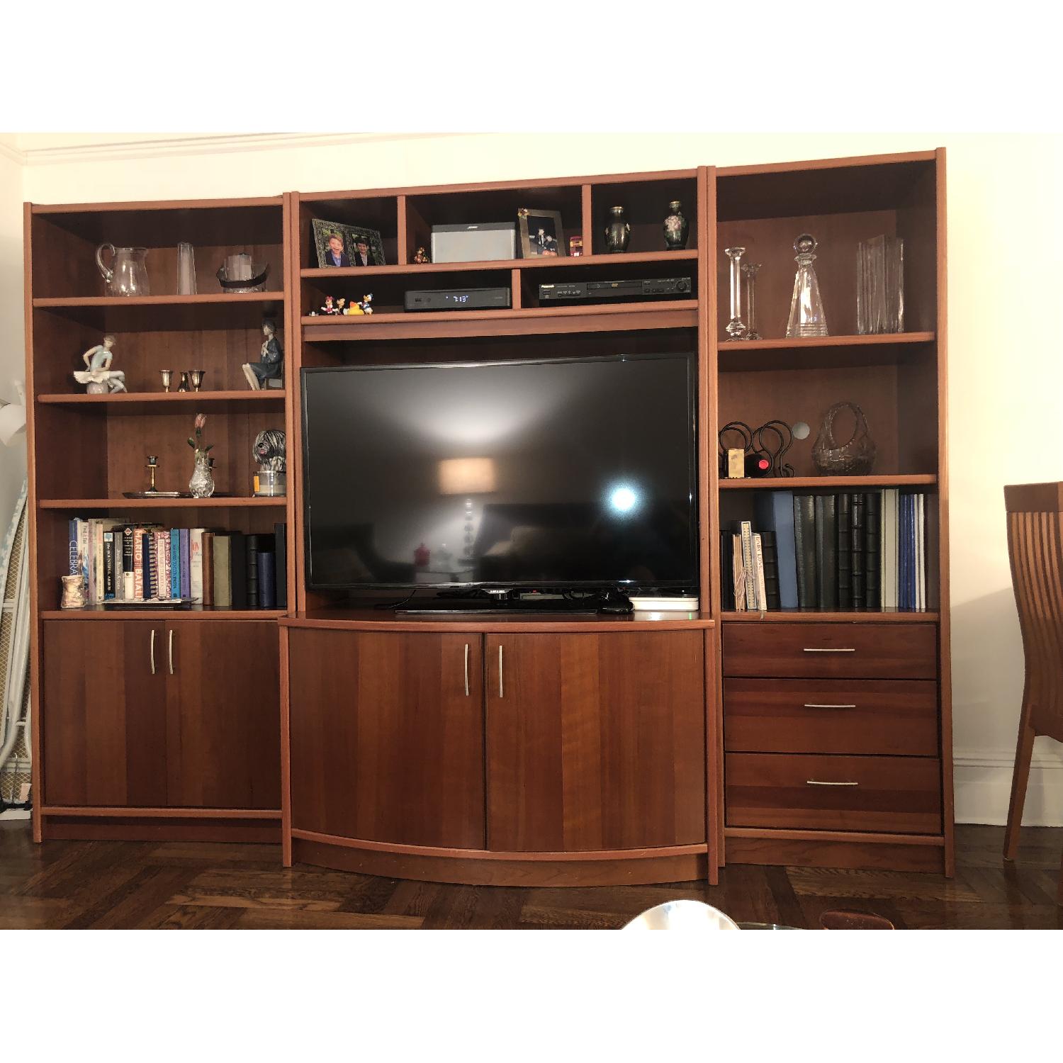 Workbench Mid-Century 3-Piece Cherry Wood Wall Unit - AptDeco