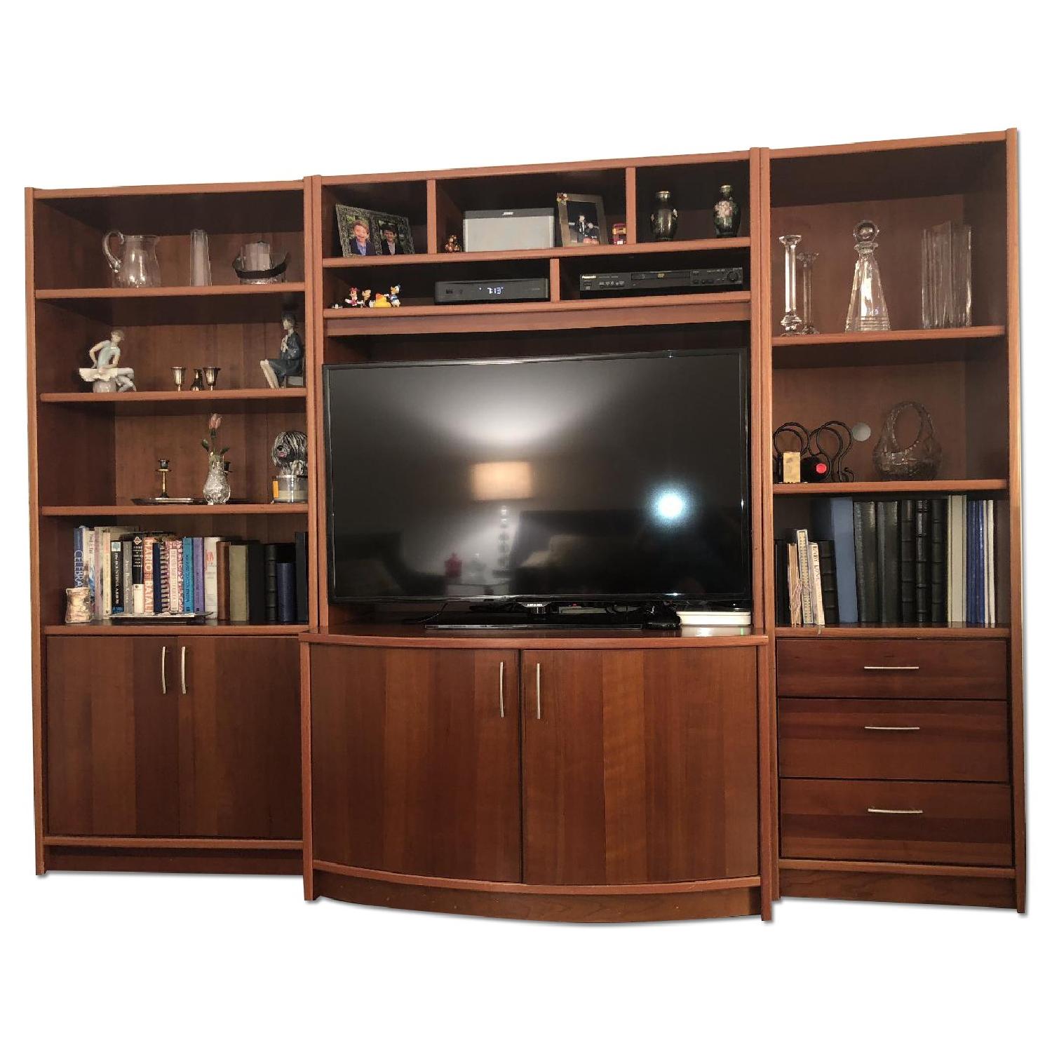 Workbench Mid-Century 3-Piece Cherry Wood Wall Unit - AptDeco