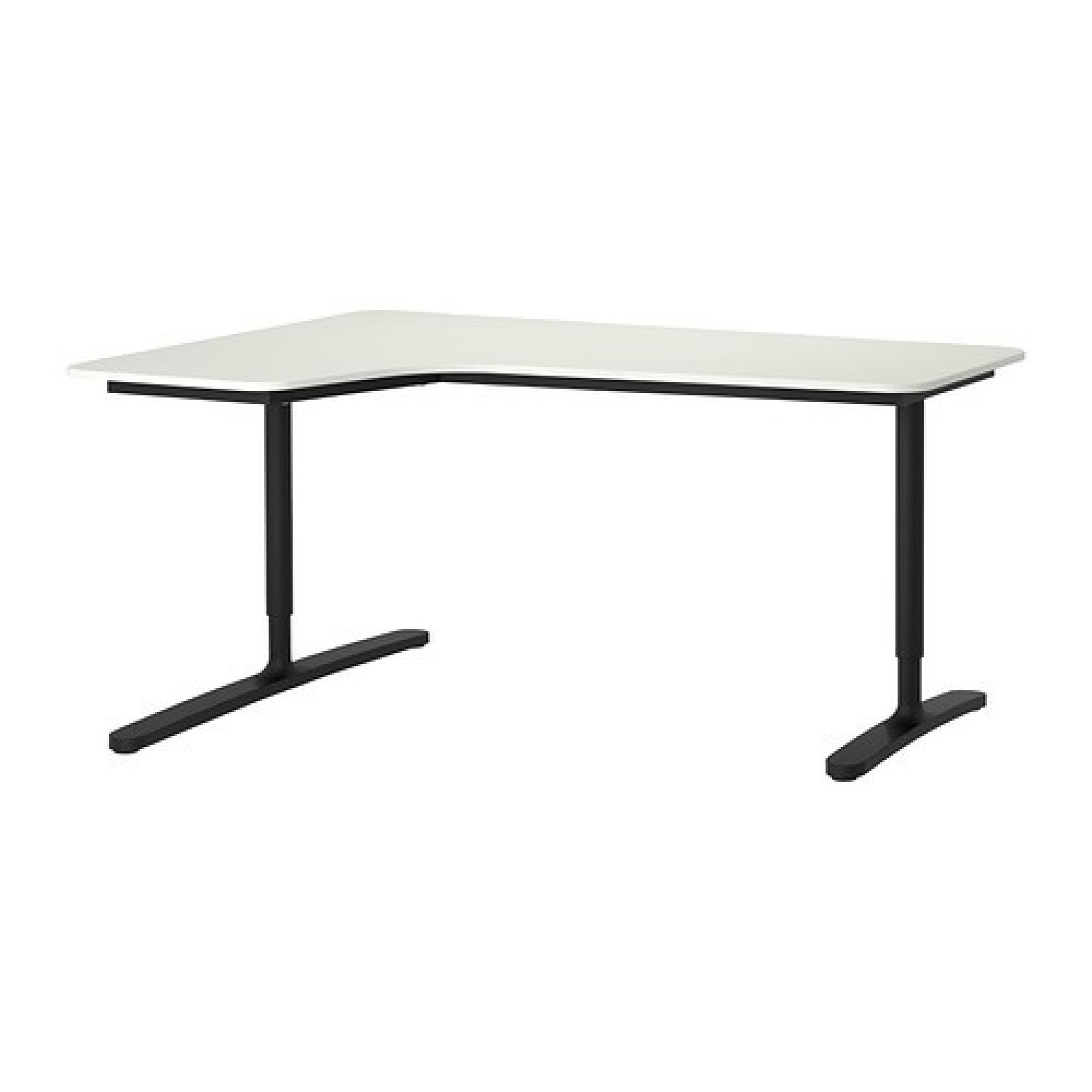 Ikea Bekant Left Corner Desk w/ Shelf - AptDeco