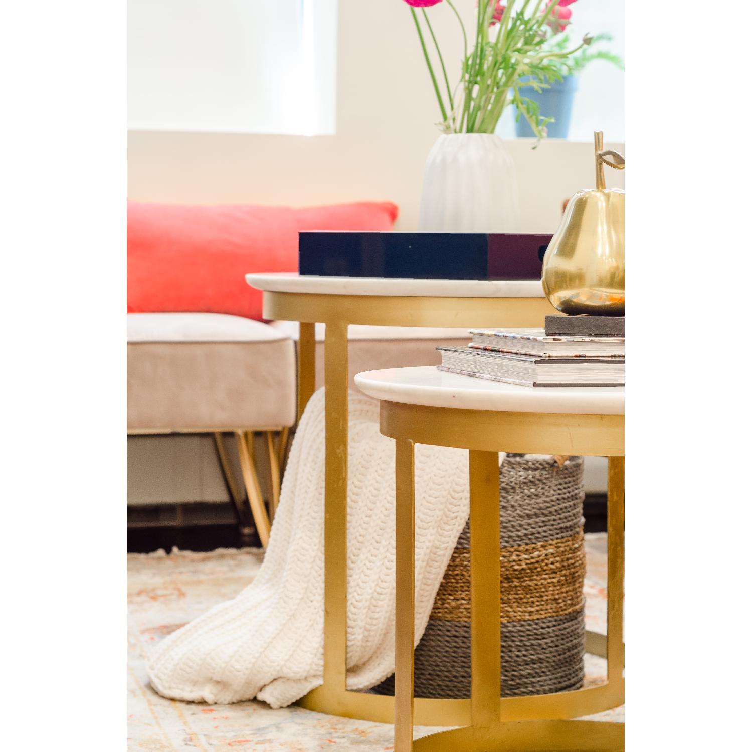 Marble & Gold Nesting Coffee/Side Tables - AptDeco