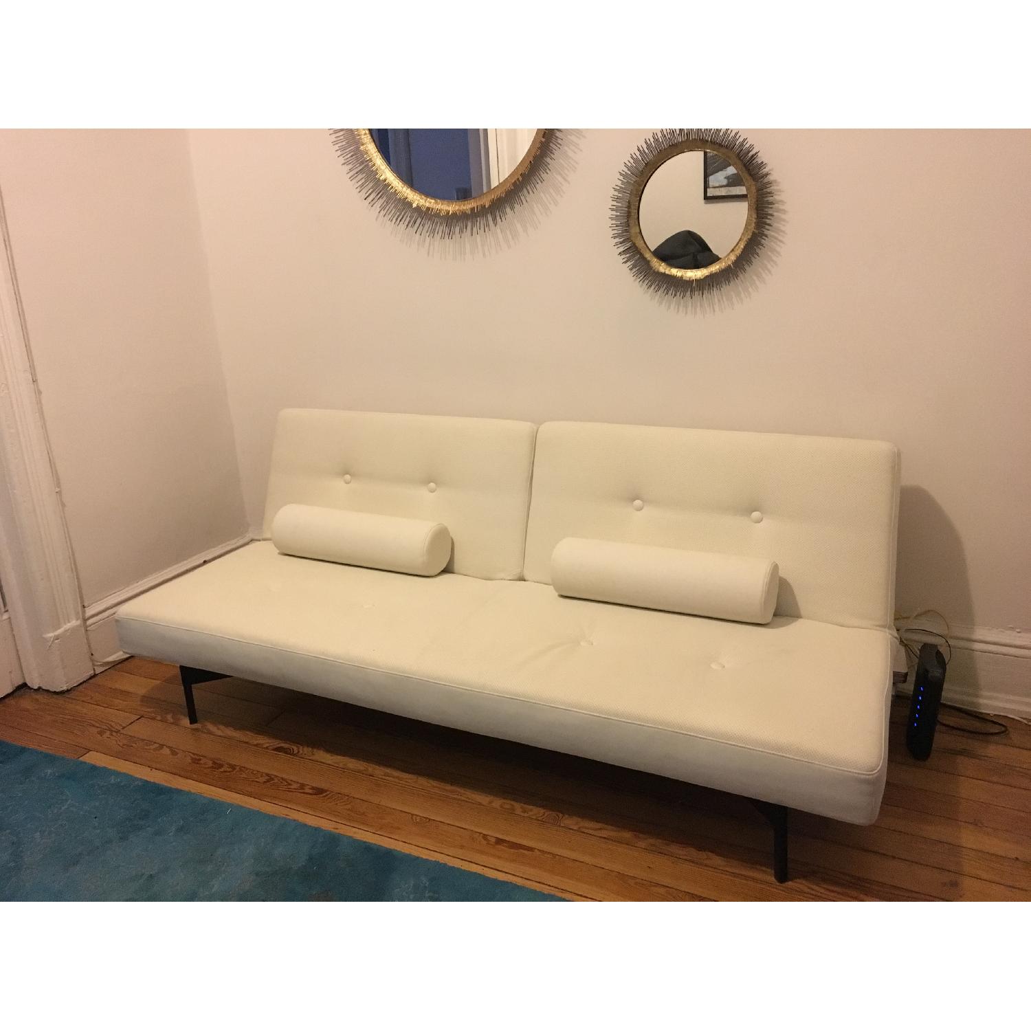 ABC Carpet & Home White Leather Daybed/ Sofa - AptDeco
