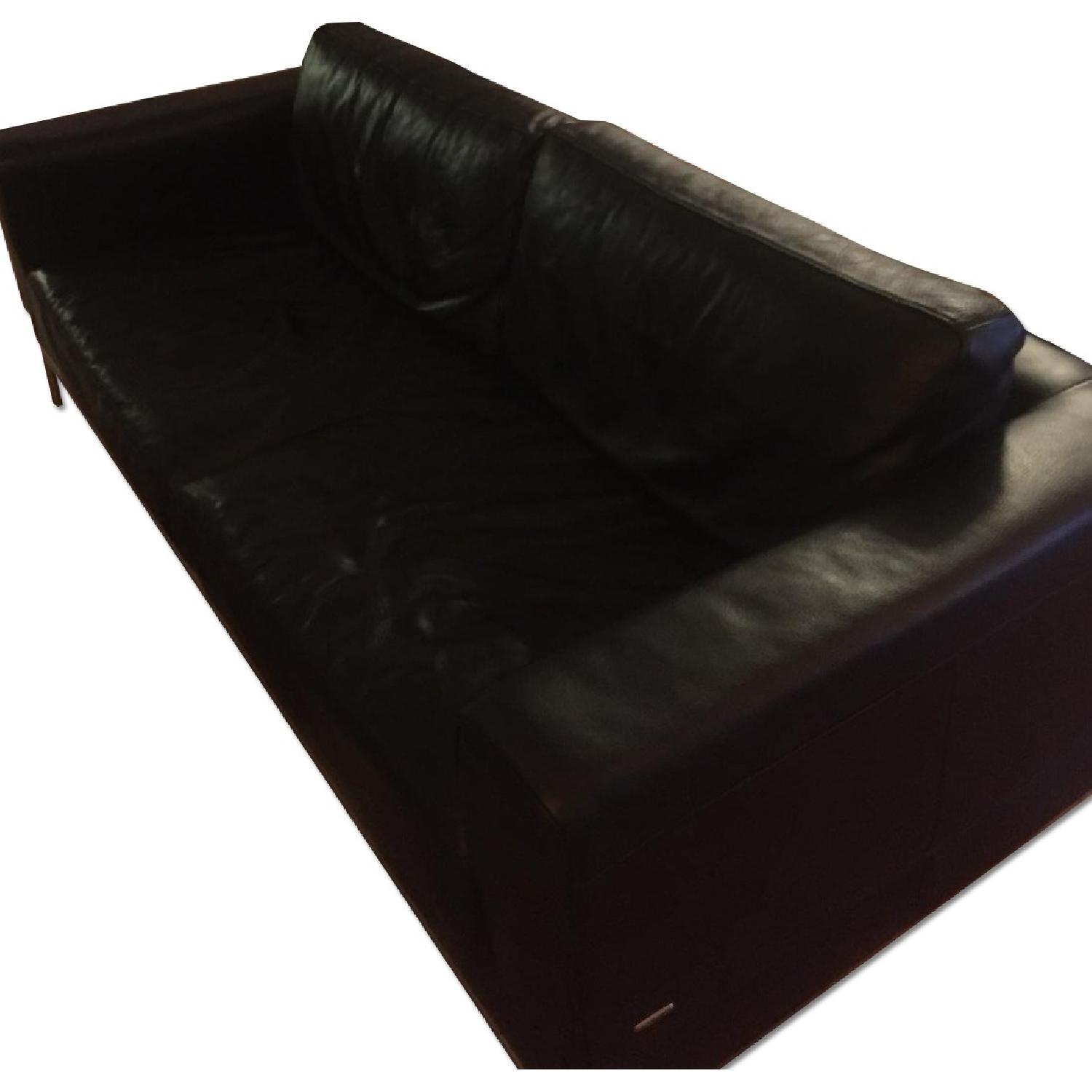 Natuzzi Black Leather Couch - AptDeco