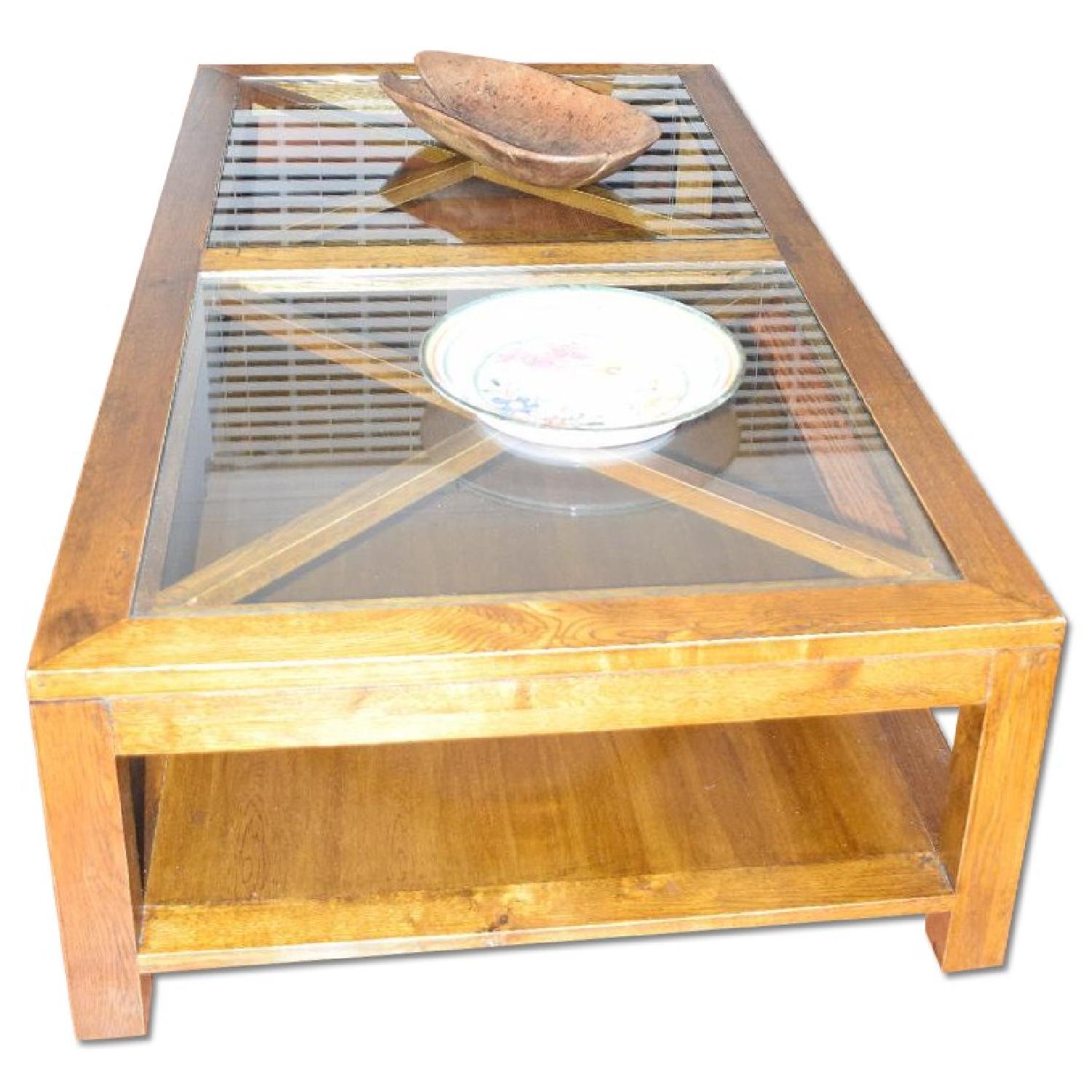 ABC Carpet & Home Wood & Glass Rectangular Coffee Table - AptDeco