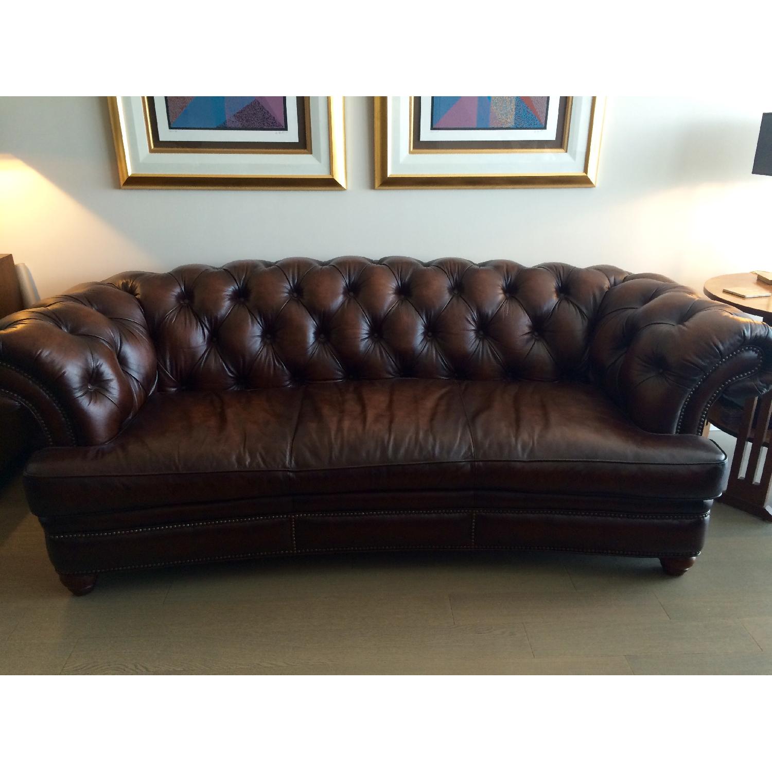 Randall Allan Leather Chesterfield Sofa - AptDeco