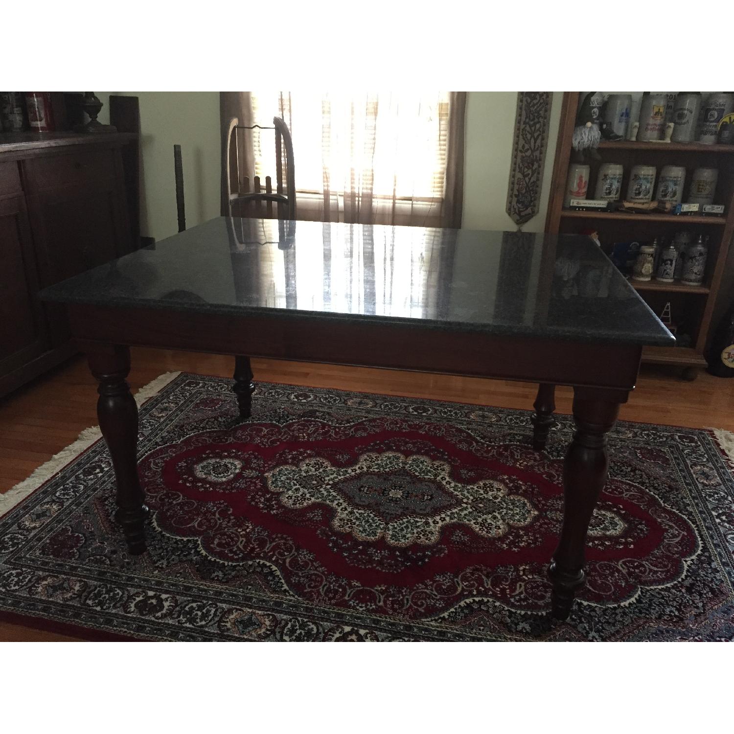 Solid Mahogany Table w/ Granite Top - AptDeco