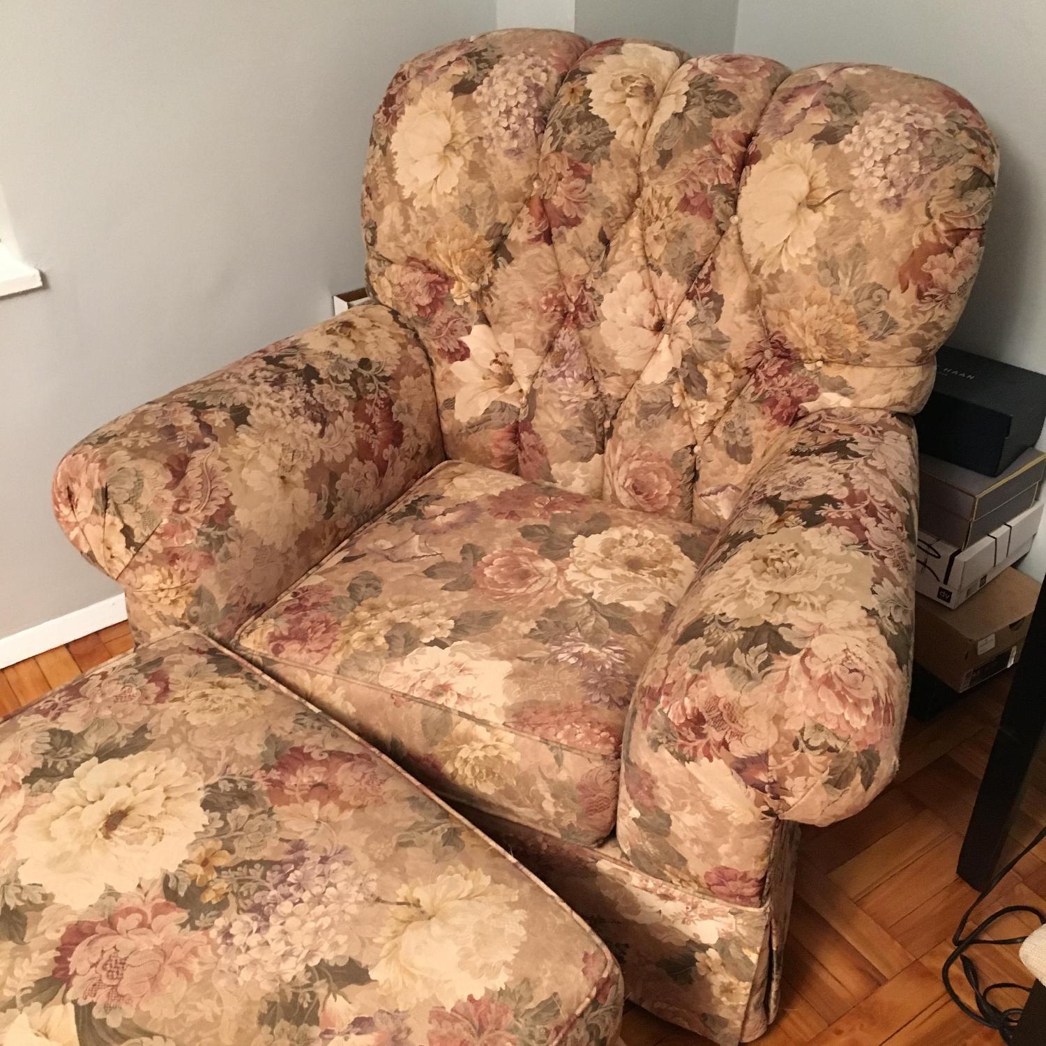 Kylee Lagoon Sofa Chair & Ottoman - AptDeco