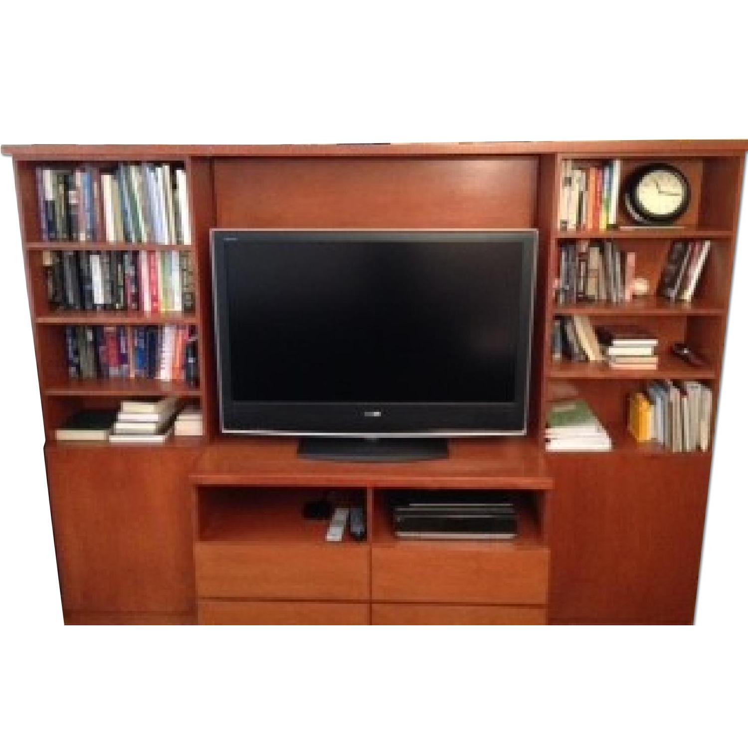 Gothic Cabinet Craft Entertainment Center w/ Bookcase & Stor - AptDeco