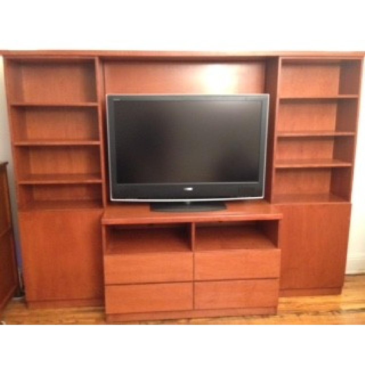 Gothic Cabinet Craft Entertainment Center w/ Bookcase & Stor - AptDeco
