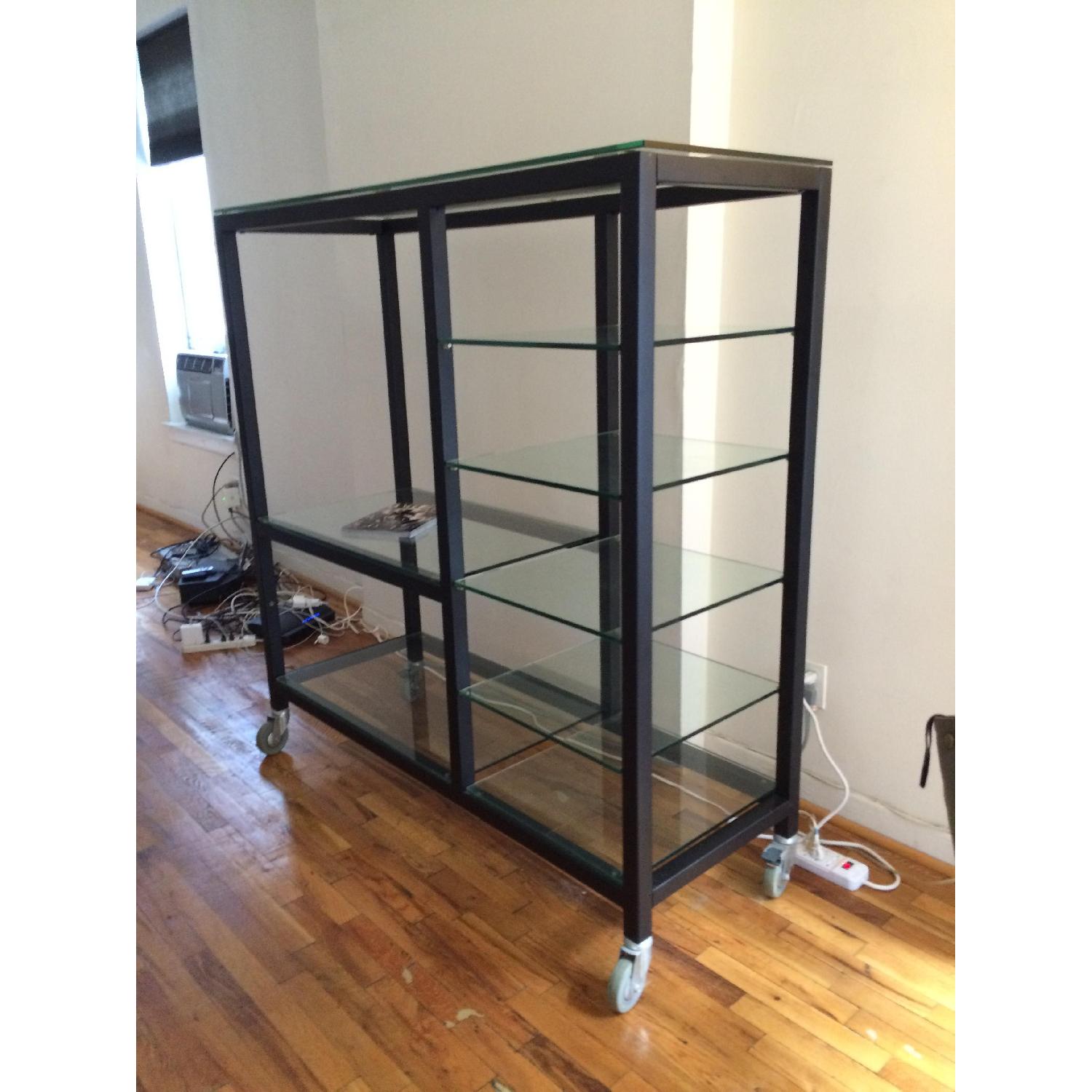 Natural Steel & Glass Shelving Unit - AptDeco