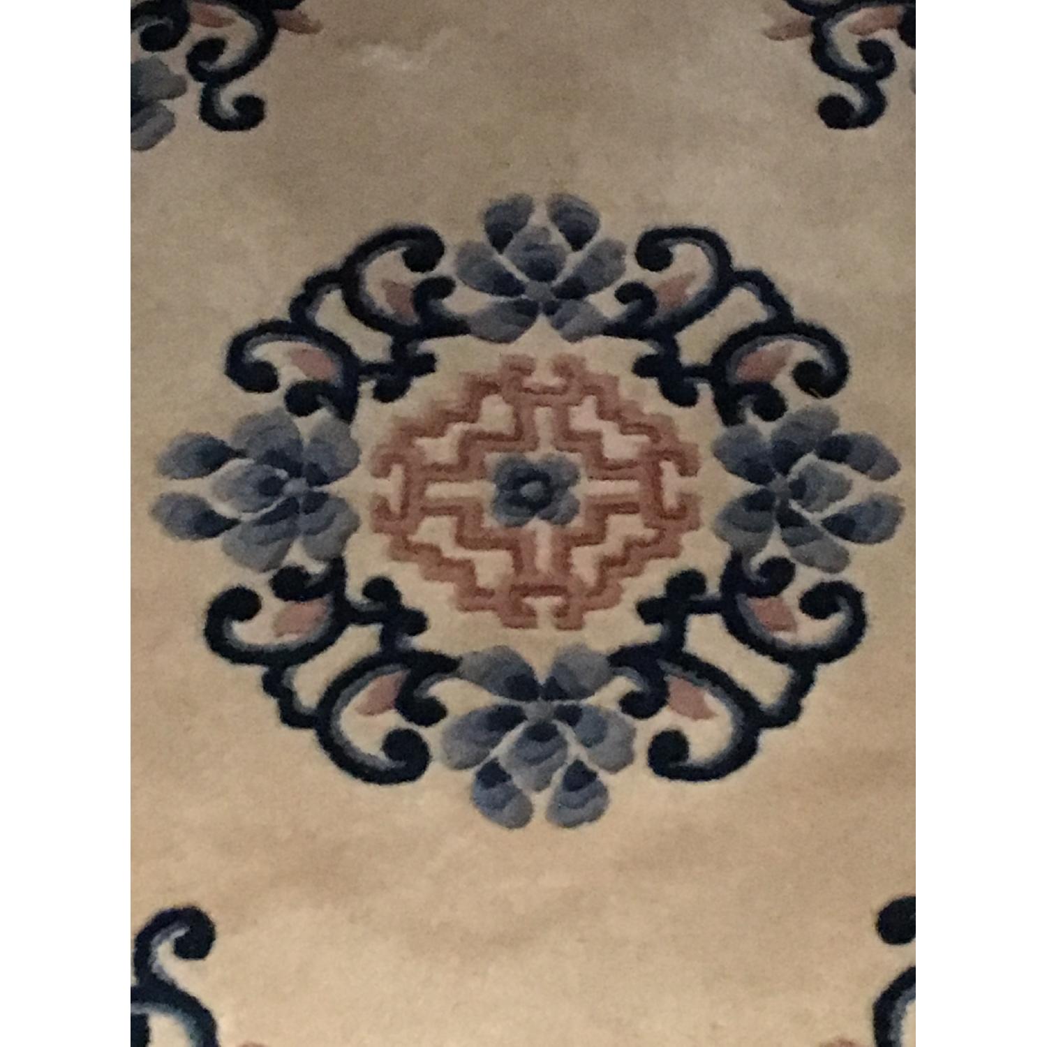 Woven Legends Blue & Beige Wool Oriental Rug - AptDeco