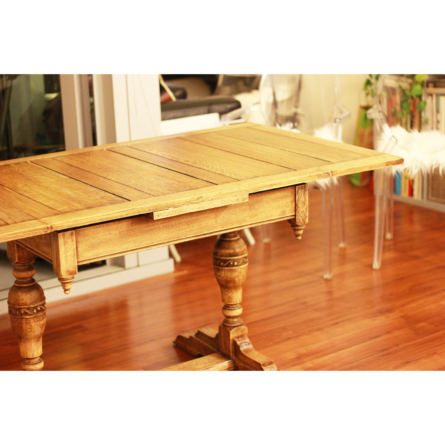 Antique English Oak Barley Twist Draw Leaf Pub Table - AptDeco