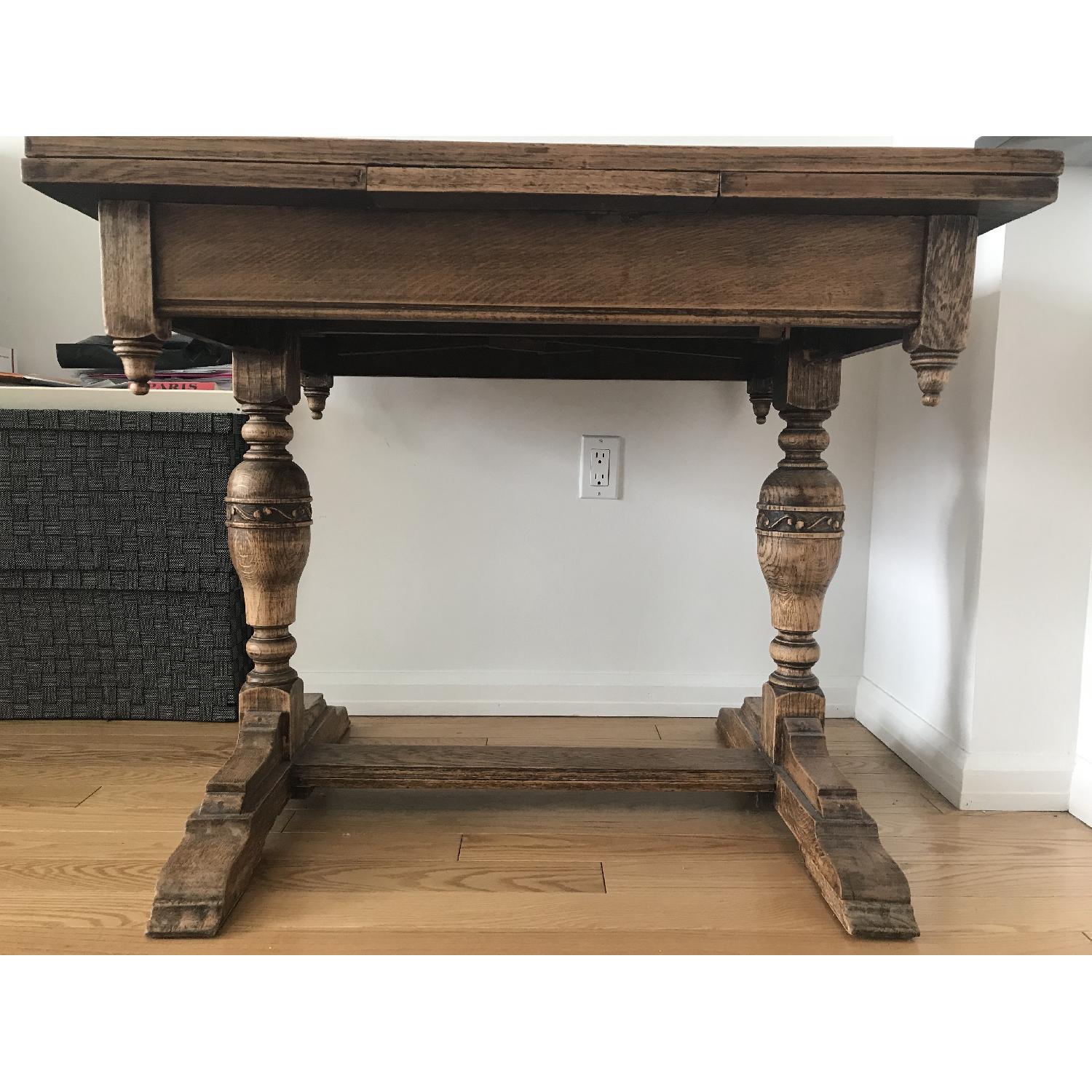 Antique English Oak Barley Twist Draw Leaf Pub Table - AptDeco