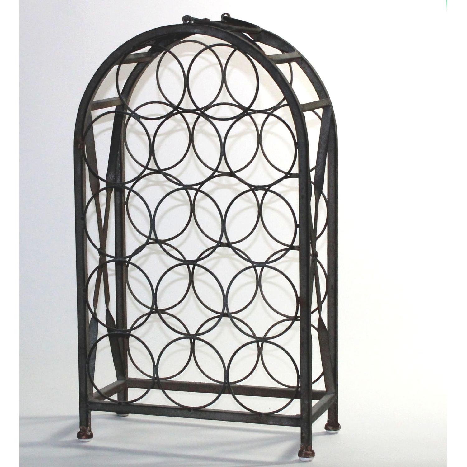 14-Bottle Black Metal Wine Rack - AptDeco