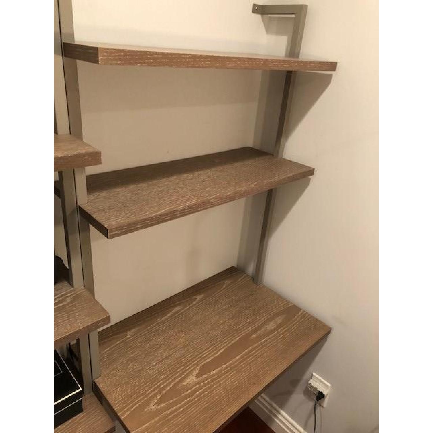 CB2 Helix Acacia Desk w/ Wall-Mounted Bookshelf - AptDeco